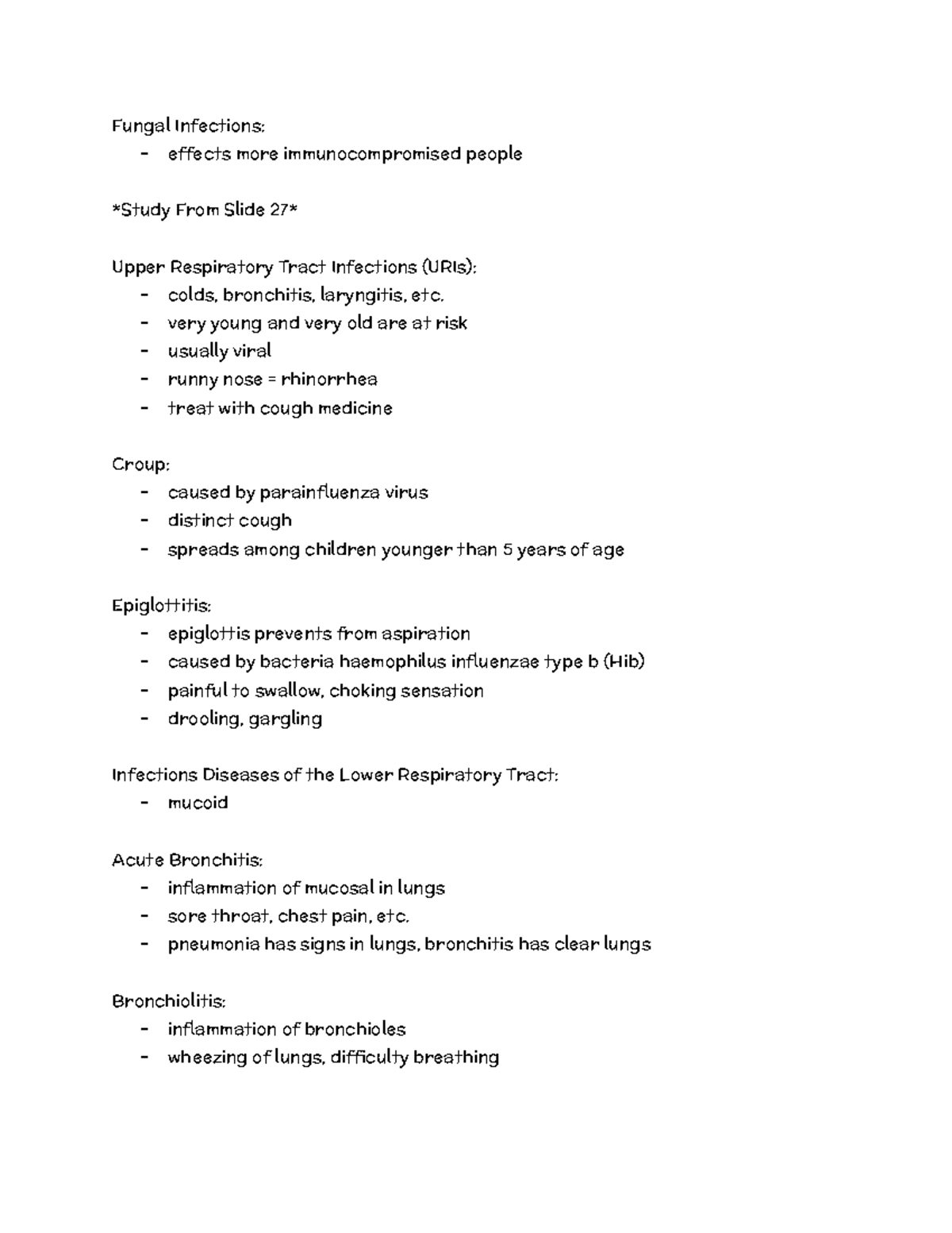 Class 3 Lecture Notes - Fungal Infections: - effects more ...