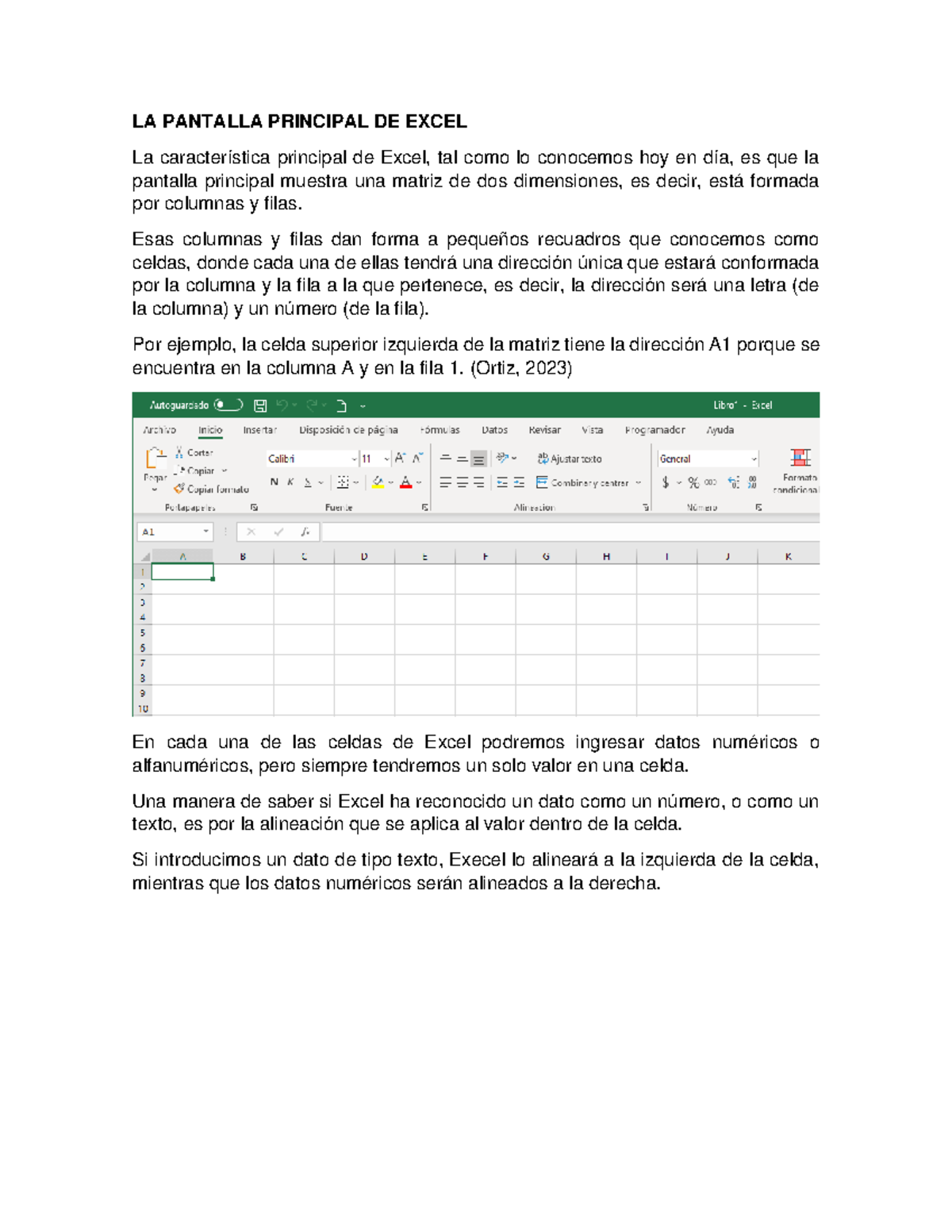 Recursos didáctico Semana 2 - LA PANTALLA PRINCIPAL DE EXCEL La ...