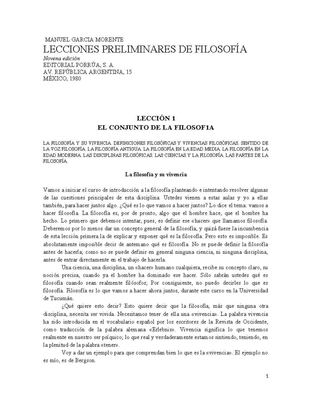 Manuel Garcia Morente Lecciones Prelimin - MANUEL GARCIA MORENTE ...