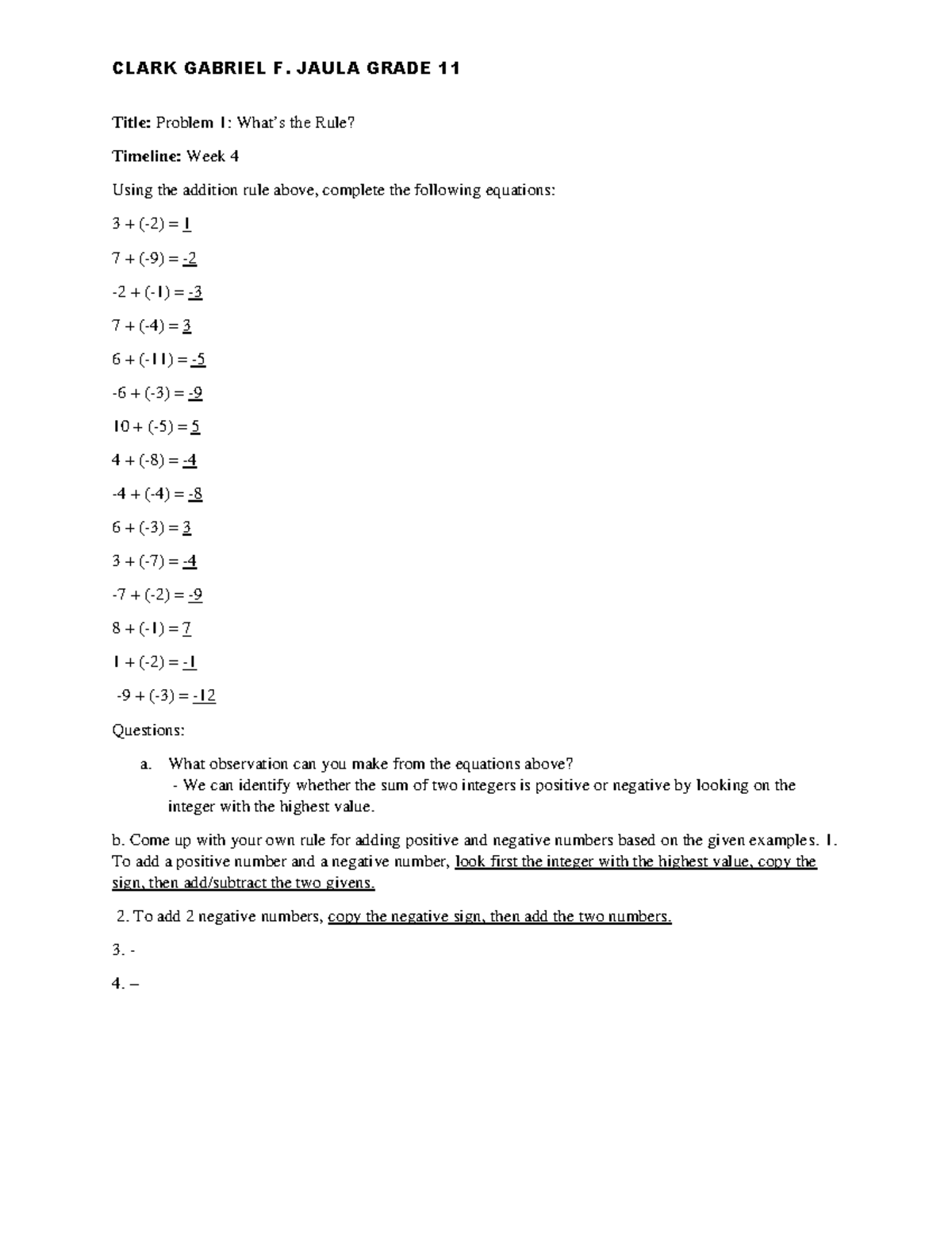 Gen Math Week 4-5 Activites - Title: Problem 1: What’s the Rule ...