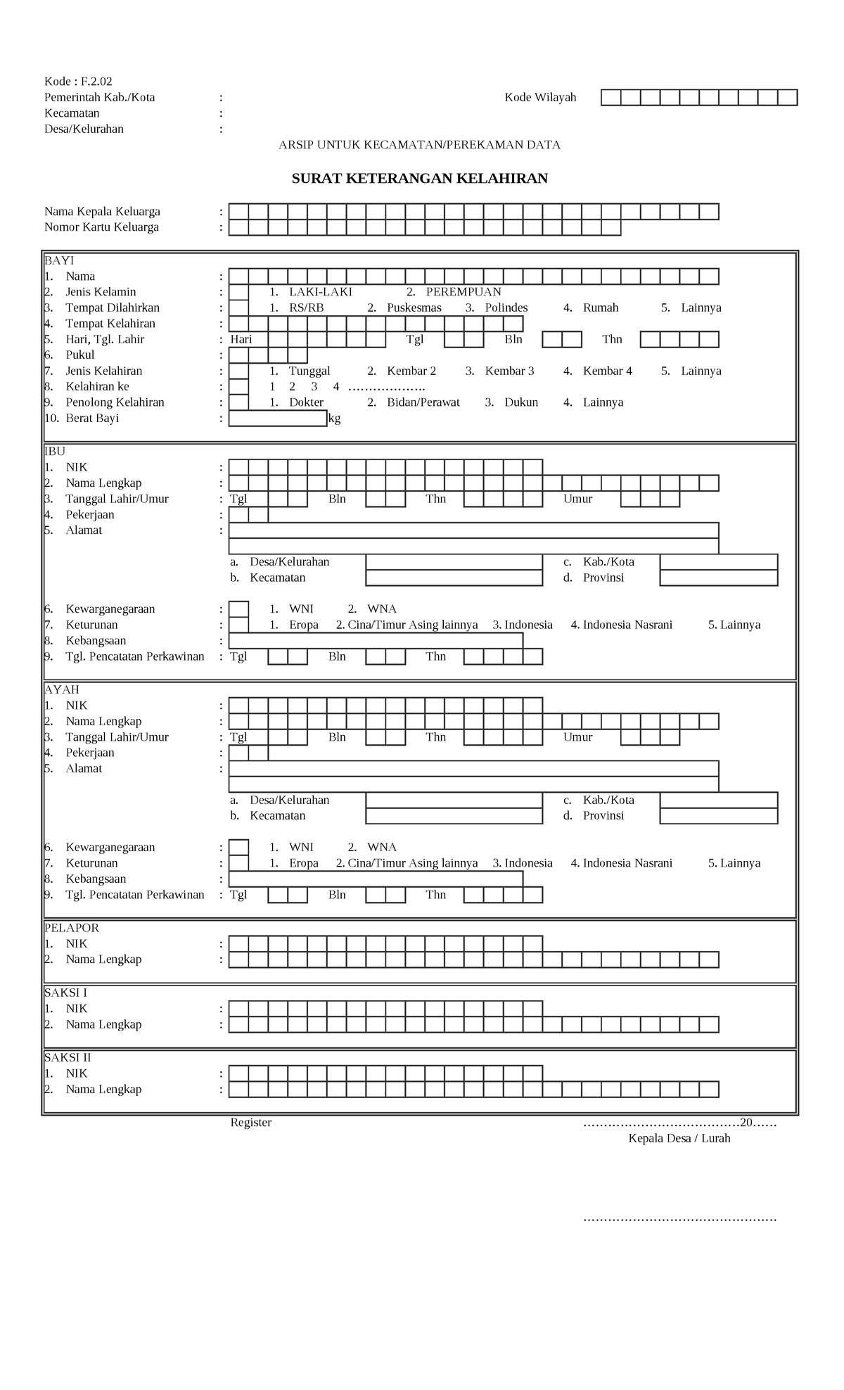 Formulir F - Oke - Kode : F. Pemerintah Kab./Kota : Kode Wilayah ...