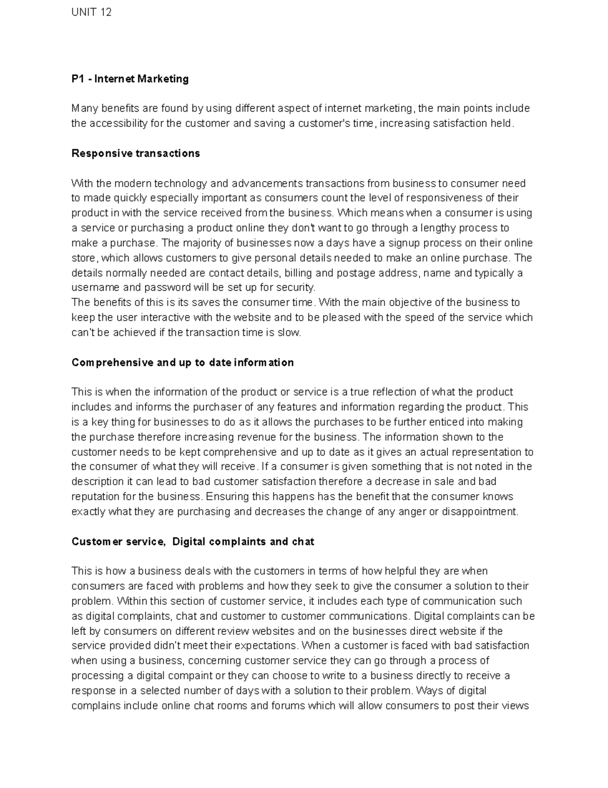 P1 - Internet Marketing - Responsive transactions With the modern ...