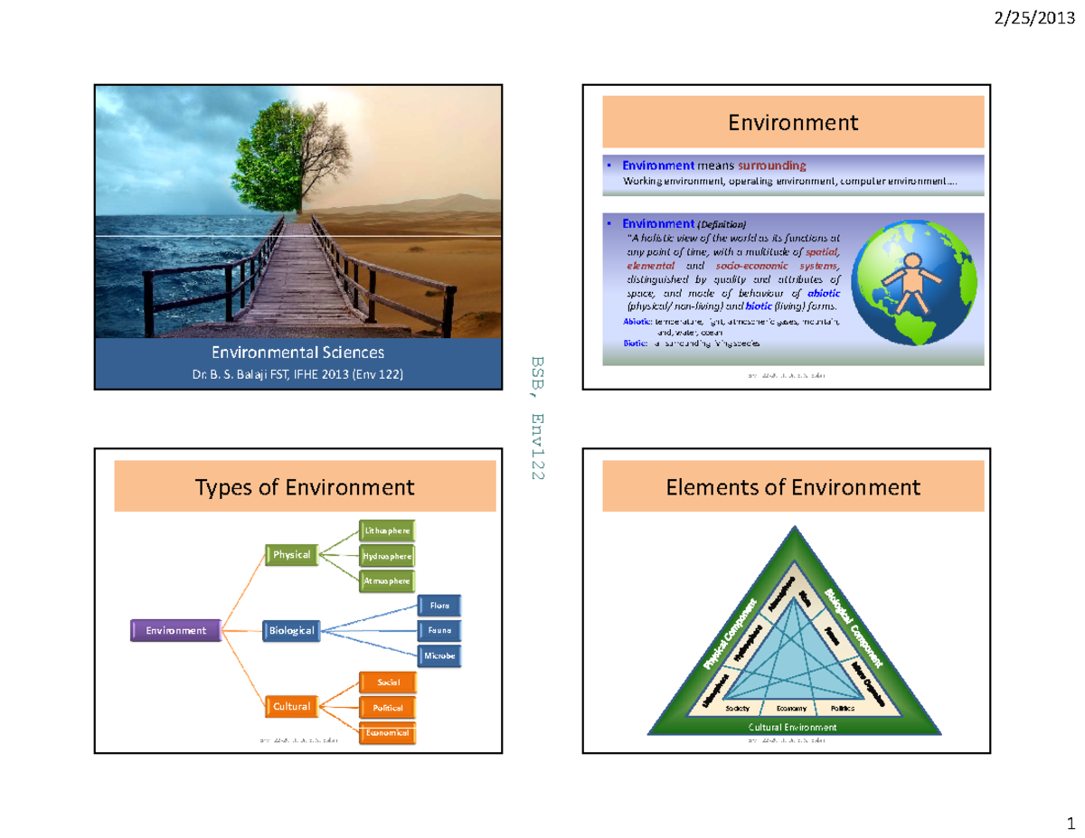 Chapter 1 - This is very useful lecture - Environmental Sciences Dr. B ...