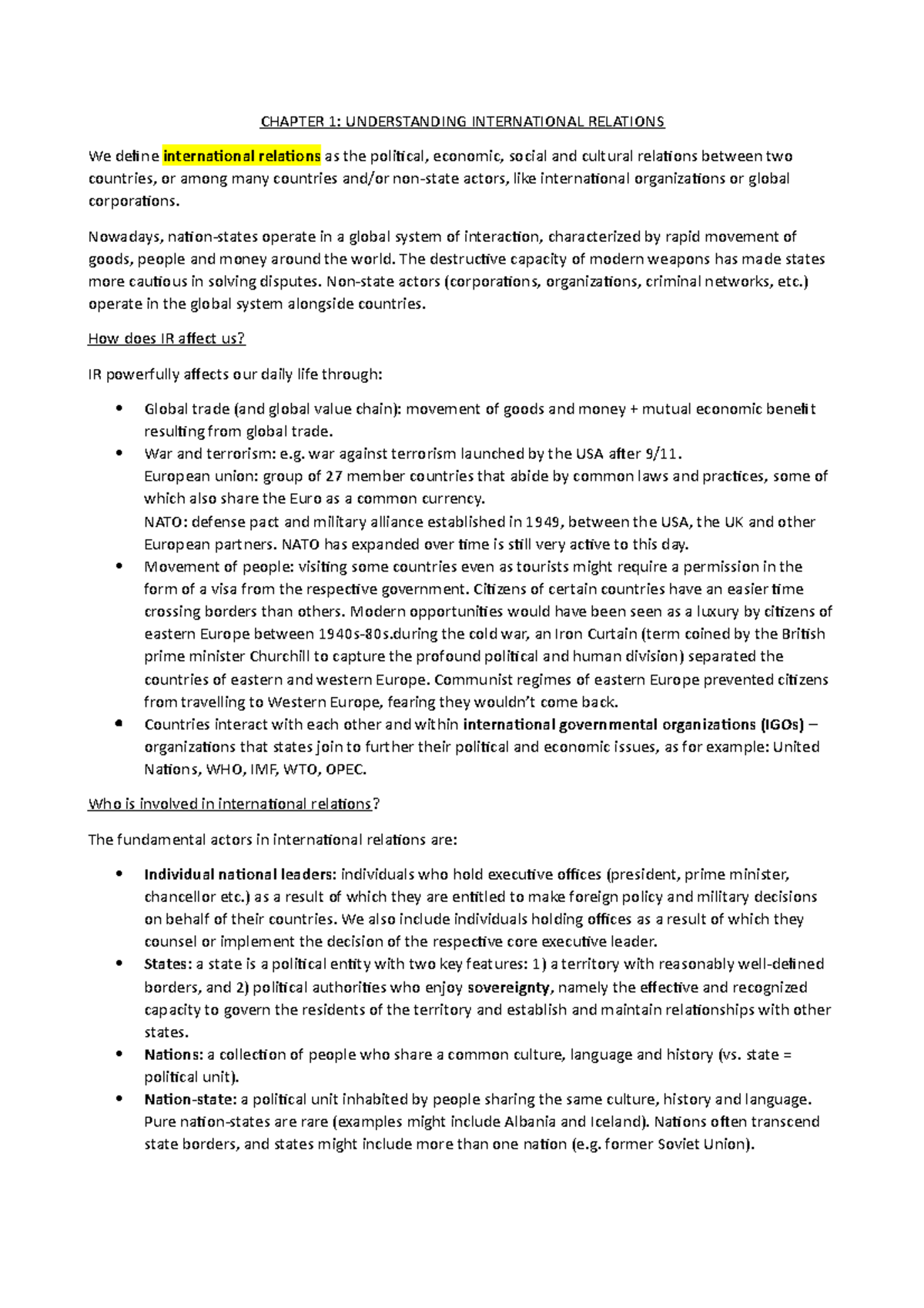 Chapter 1 introduction to IR - CHAPTER 1: UNDERSTANDING INTERNATIONAL ...