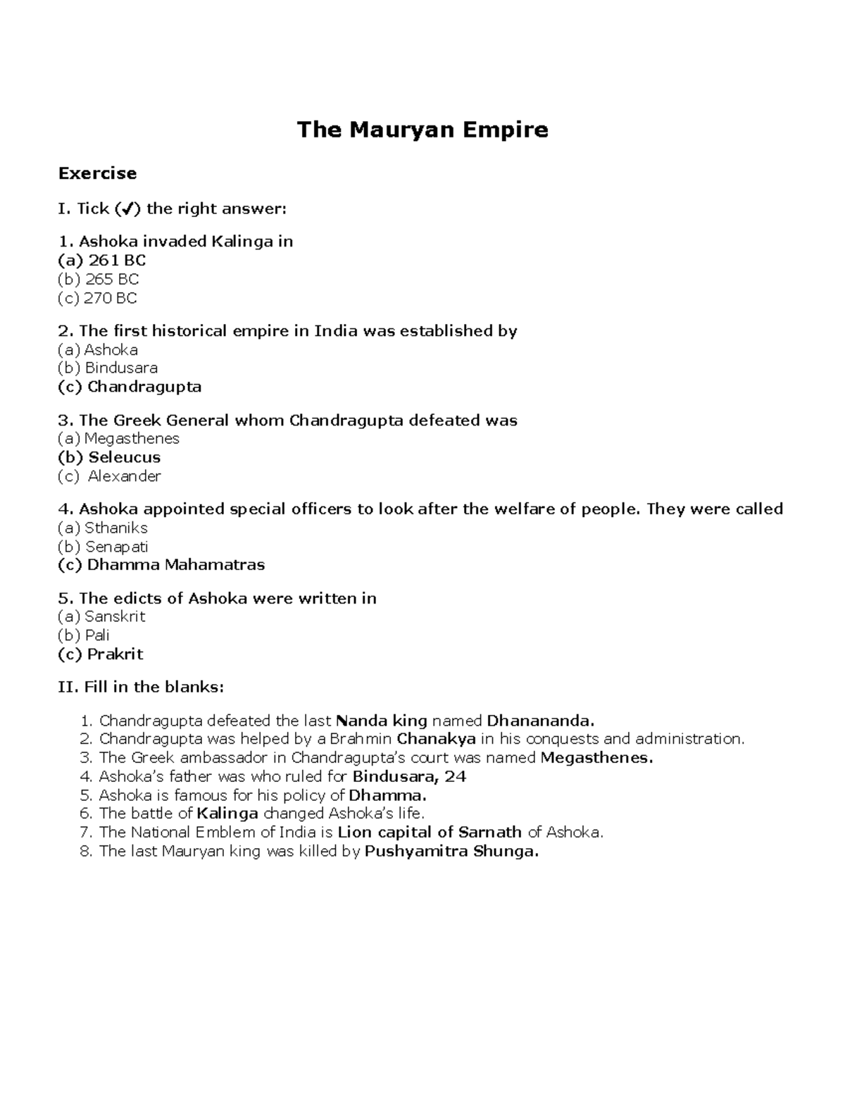 The Mauryan Empire - notes - ncertbooksolutions The Mauryan Empire ...