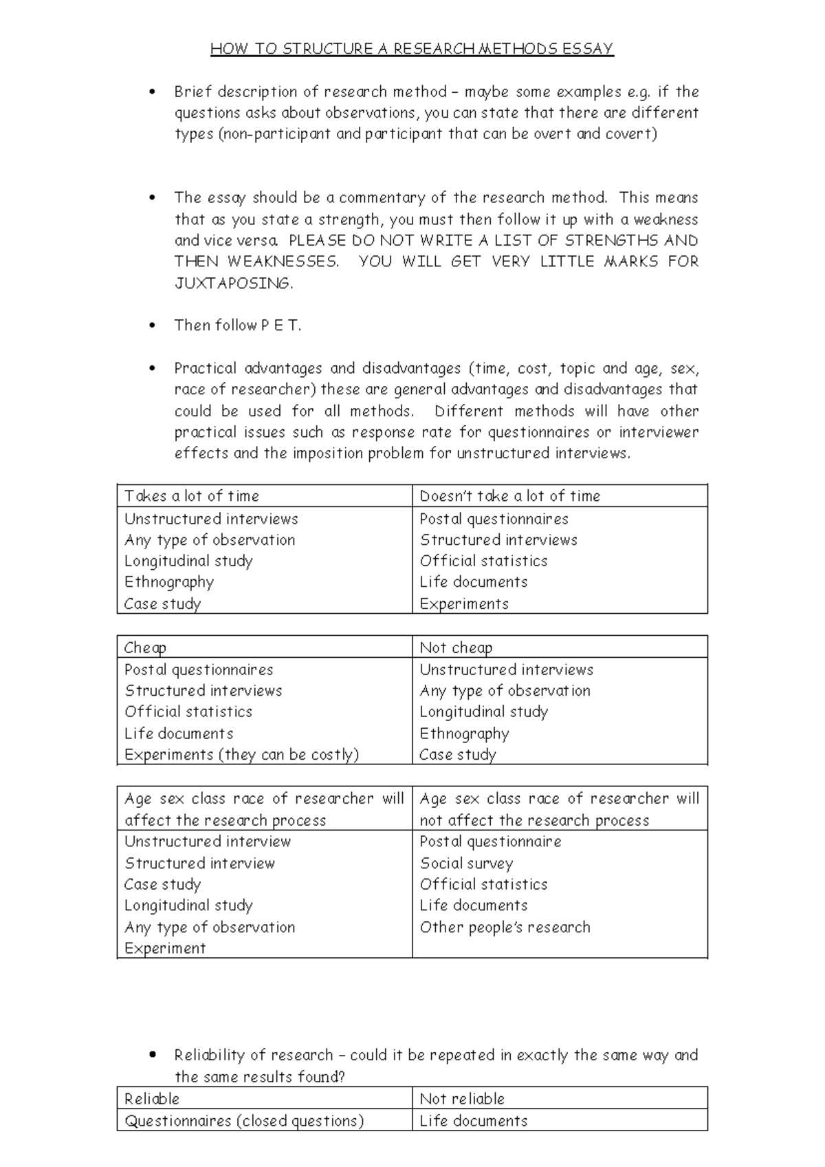 HOW TO Structure A Research Methods Essay - HOW TO STRUCTURE A RESEARCH ...