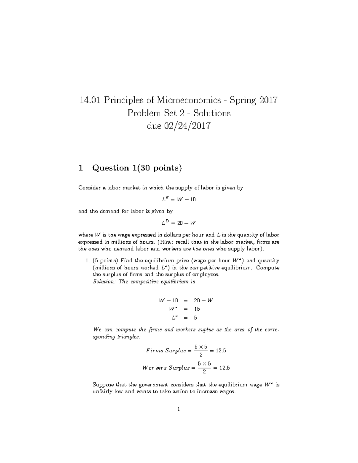 Ps2 solutions 4 - 14 Principles of Microeconomics - Spring 2017 Problem Set 2 - Solutions due 02 ...