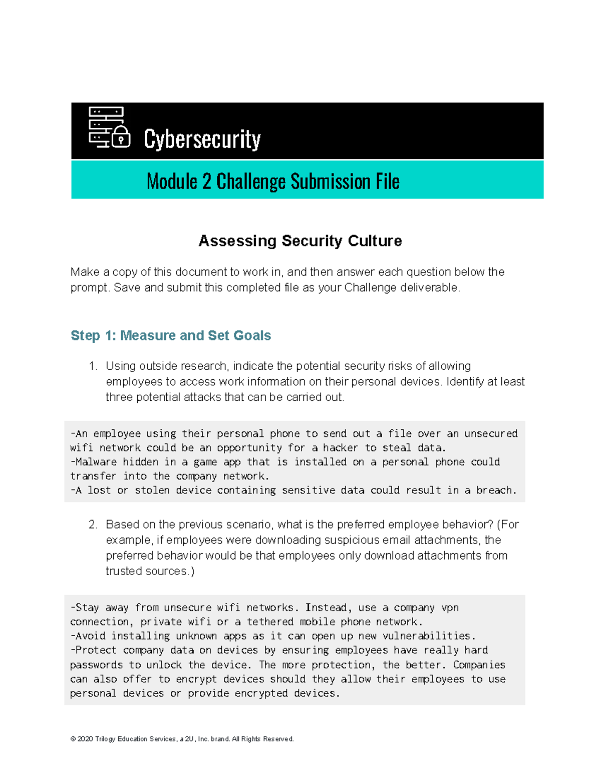 Christine Navarrete Assessing Security Culture - Cybersecurity Module 2 Challenge Submission ...