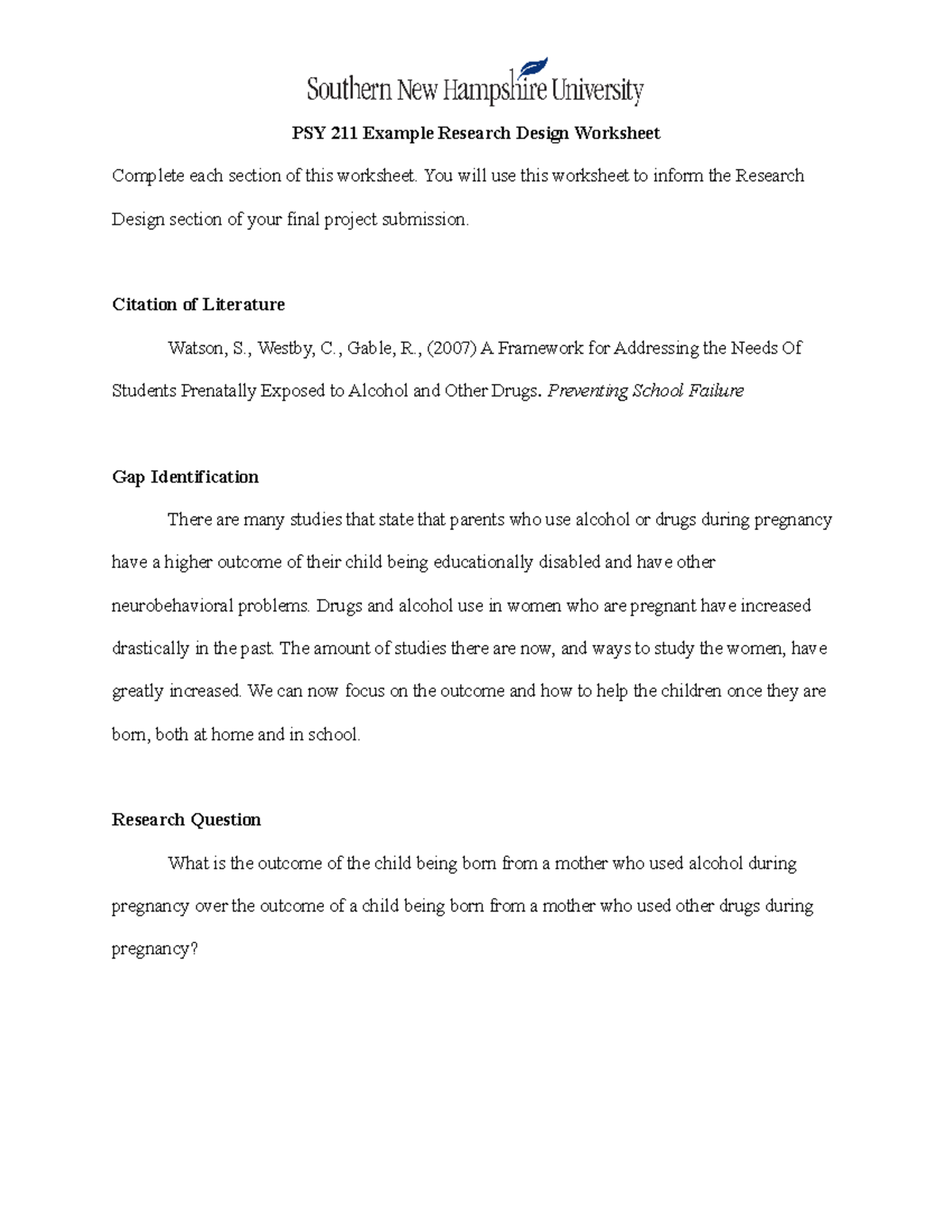 Psy211 example research design worksheet Adams Completed - PSY 211 ...