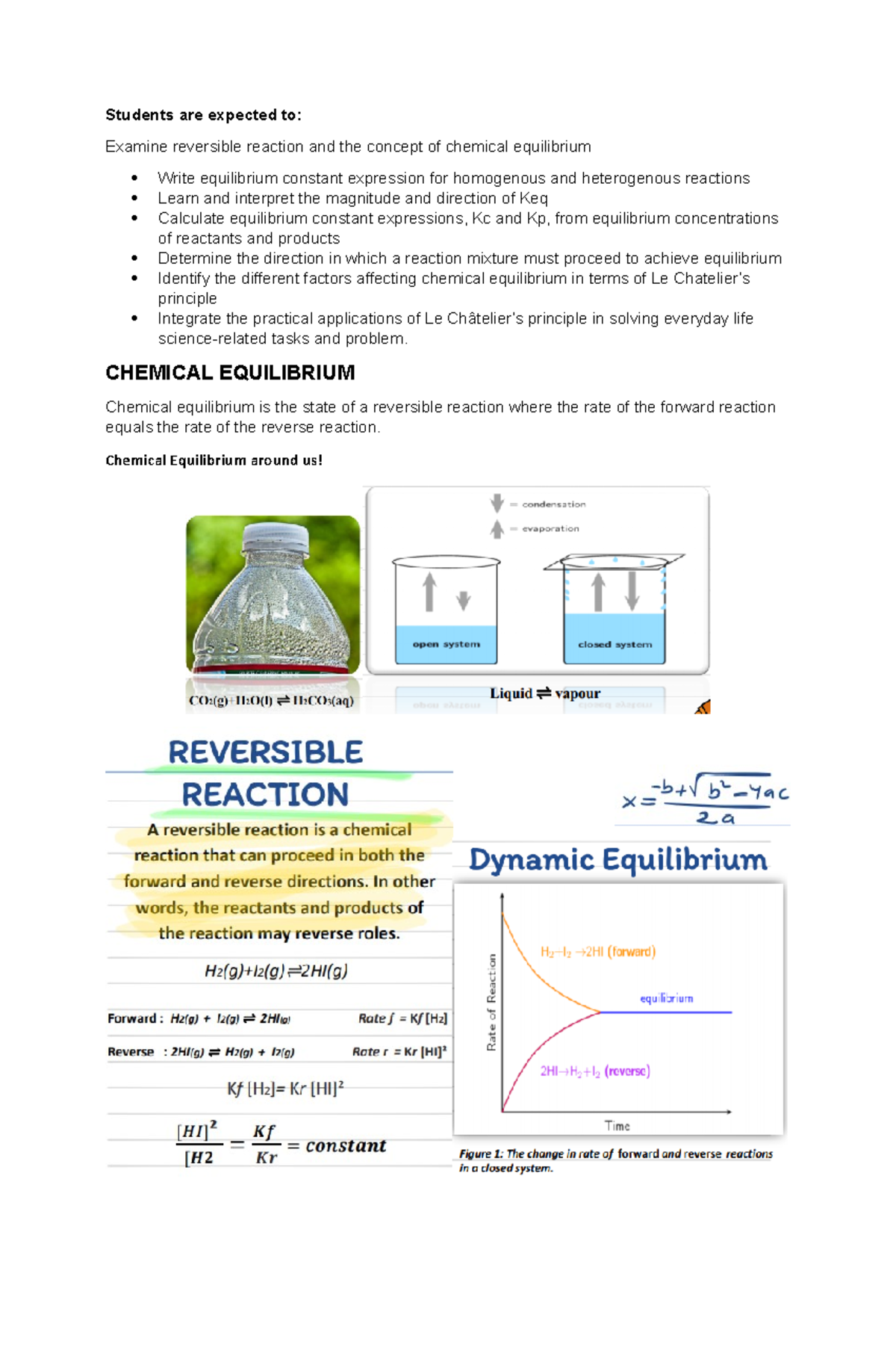 Chemical Equilibrium - Students are expected to: Examine reversible ...
