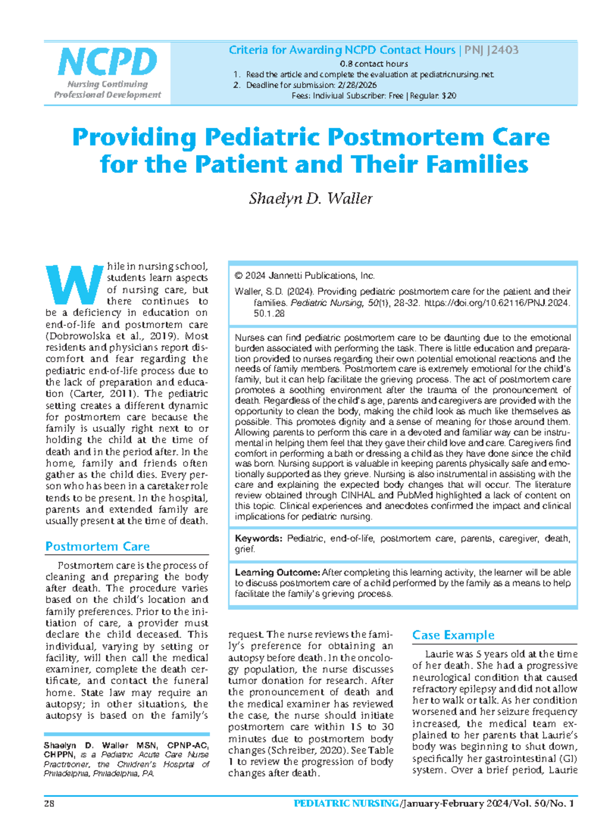 Pediatric Postmortem Care: Supporting Families After Loss - W hile in ...