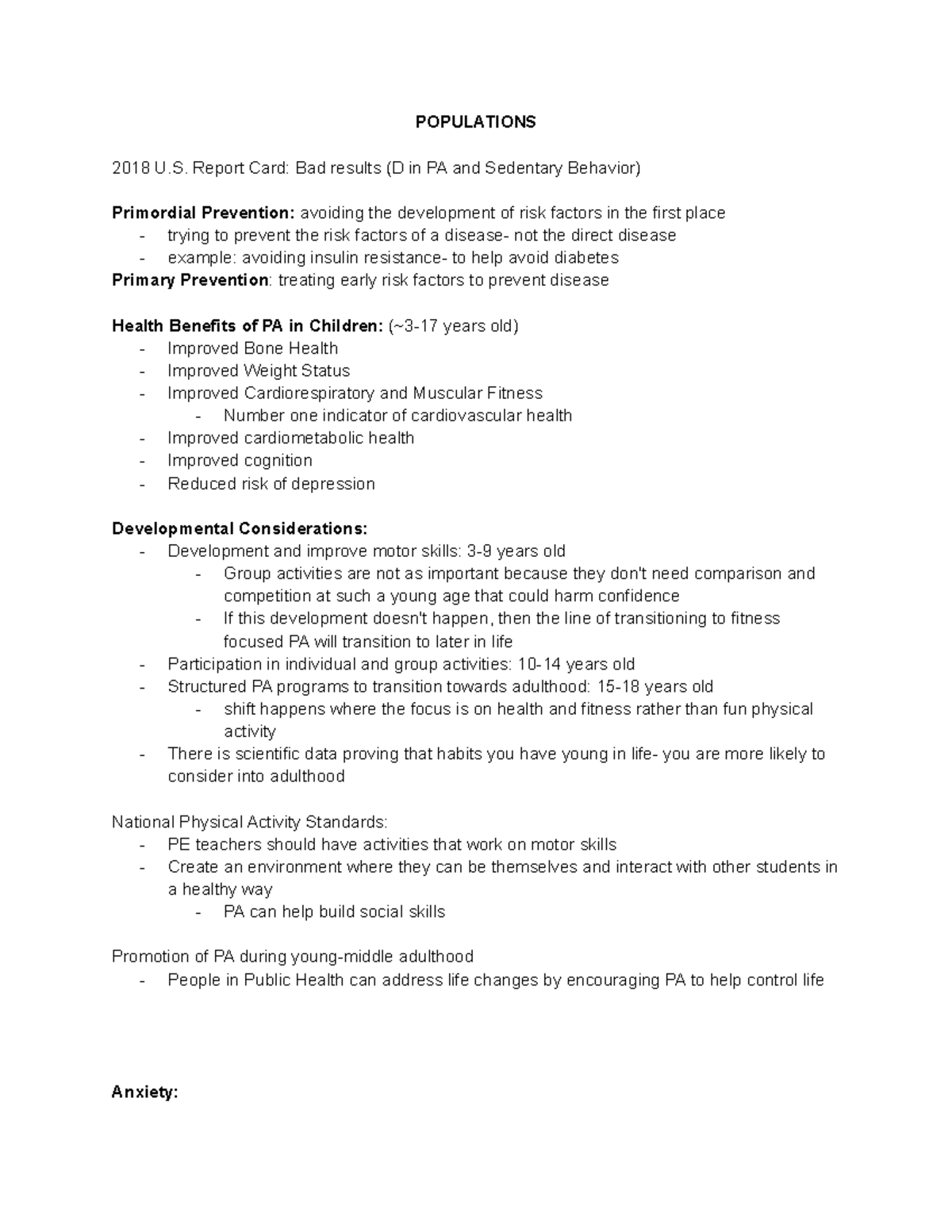 Population Considerations - POPULATIONS 2018 U. Report Card: Bad ...