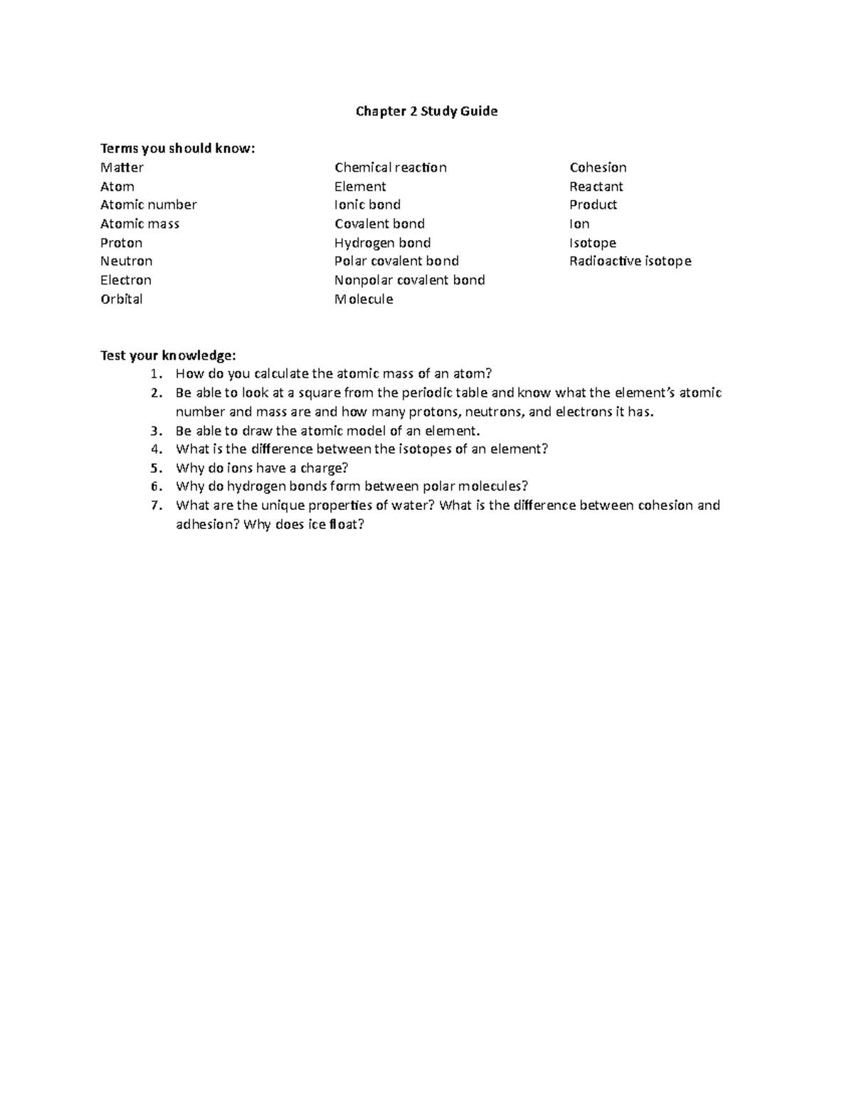 Chapter 2 Study Guide - Chapter 2 Study Guide Terms you should know ...