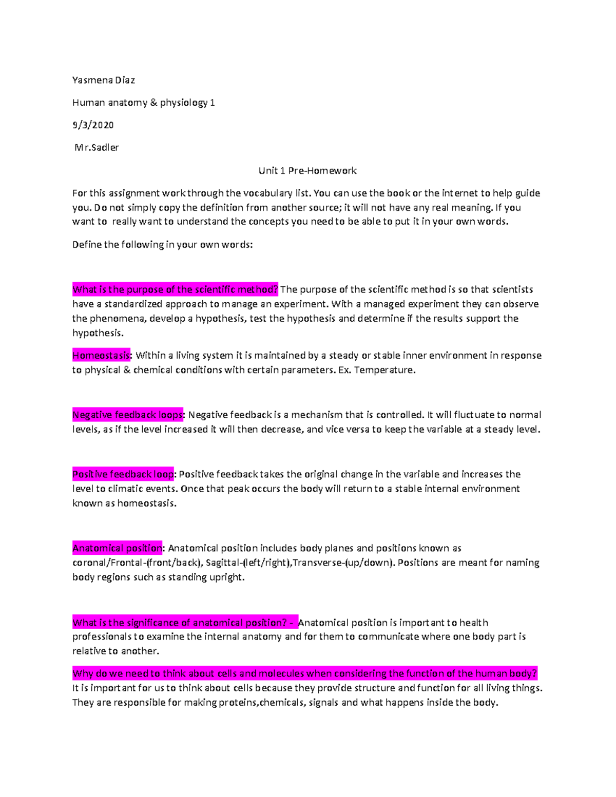 Pre-Homework unit 1 - Pre homework before each unit - Yasmena Diaz ...