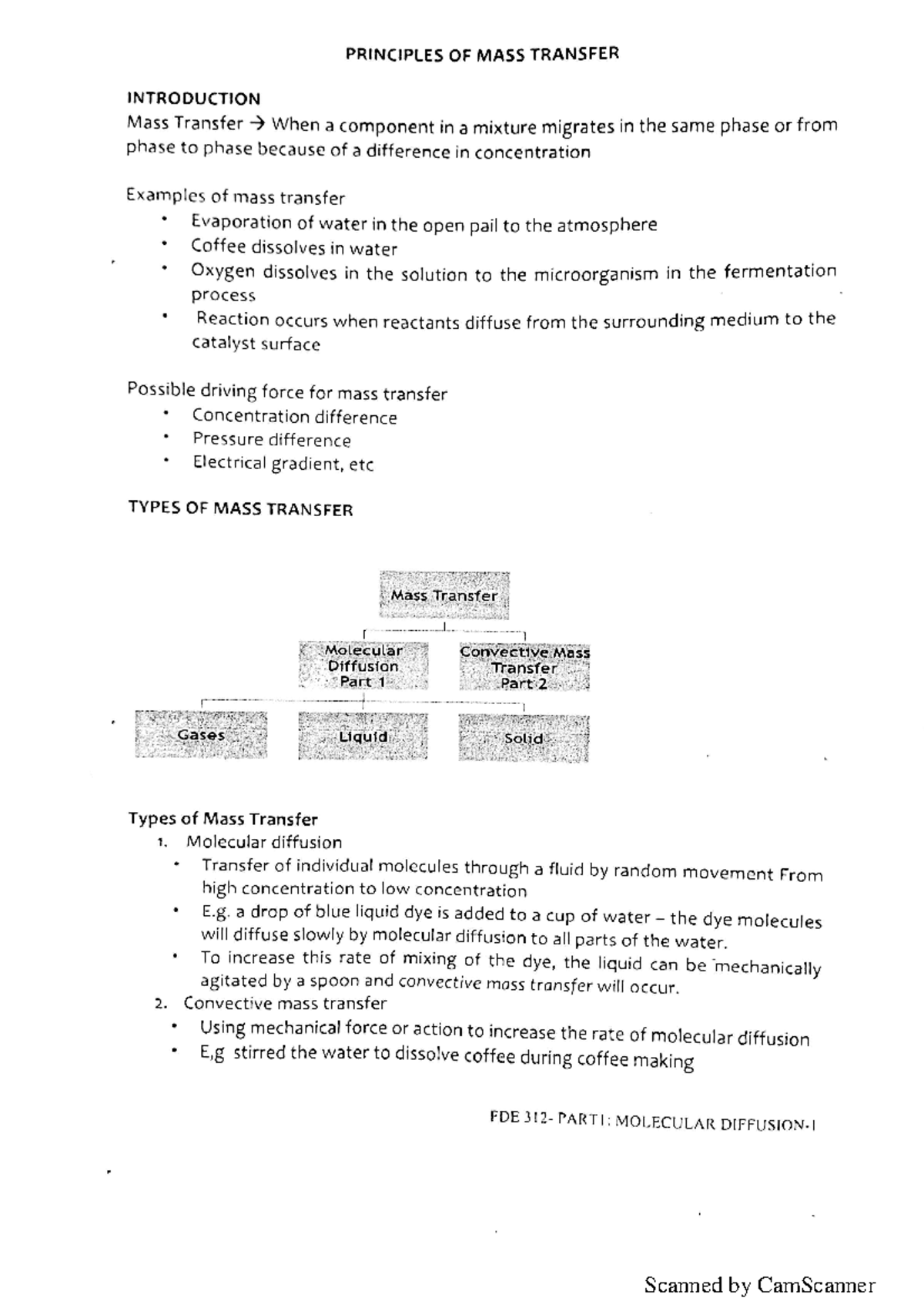 Mass transfer note - Metallurgical and Materials Engineering - Studocu