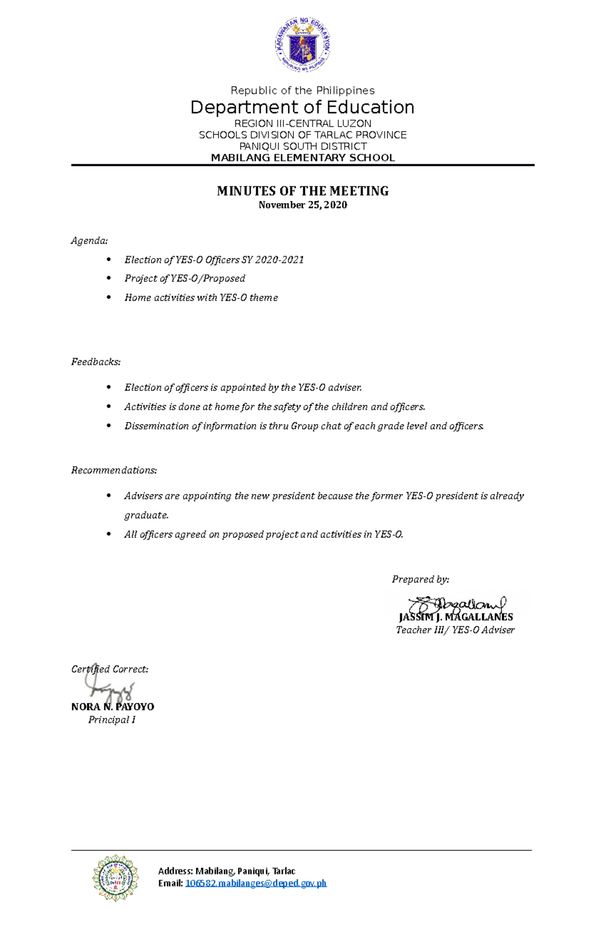 YESO-Officers Minutes Pictorials - Department of Education REGION III ...
