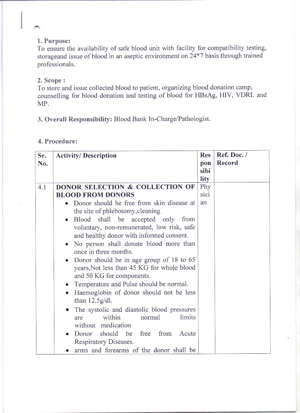 Blood Bank SOP - Haematology and Clinical Pathology - Studocu