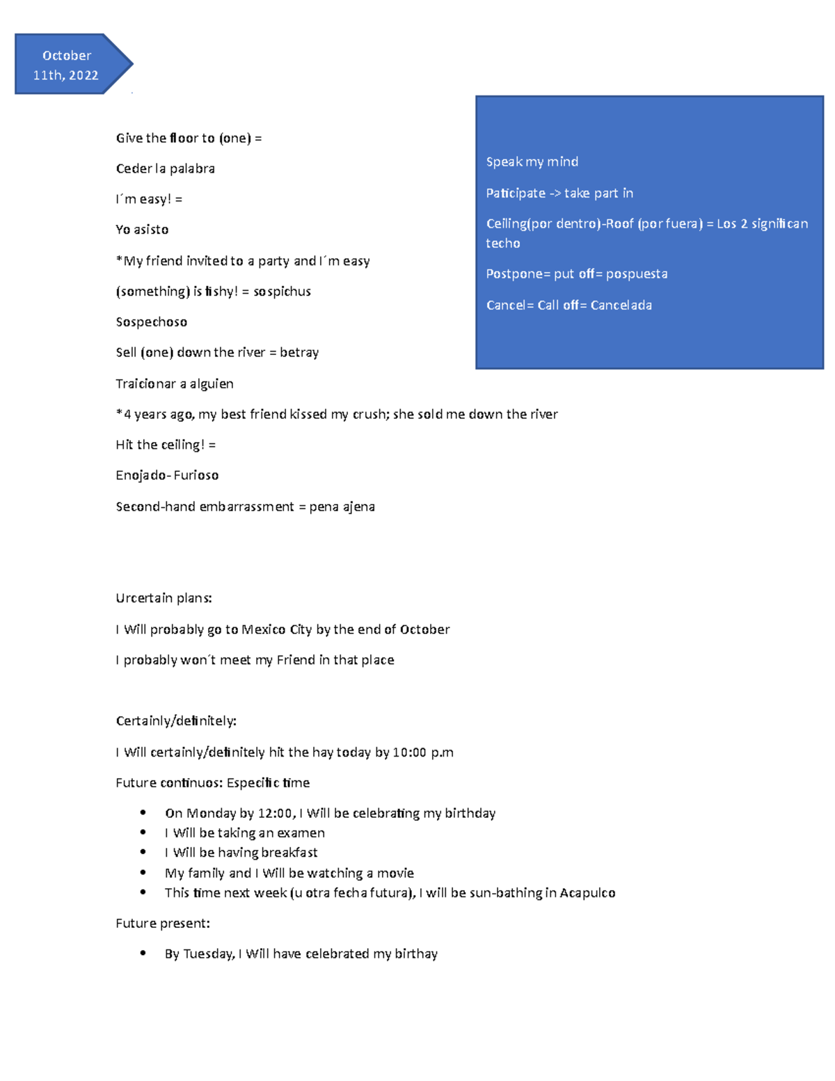 Future - apuntes de futuro en ingles - Give the floor to (one) = Ceder ...