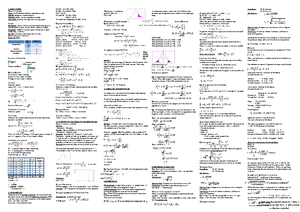 Summary - Quantitative research methods - Cheat sheet - 1 sample 2 ...