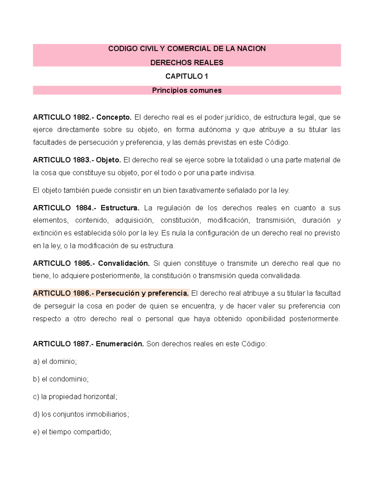 Codigo Civil articulos referentes a Derechos Reales - Derecho Romano ...