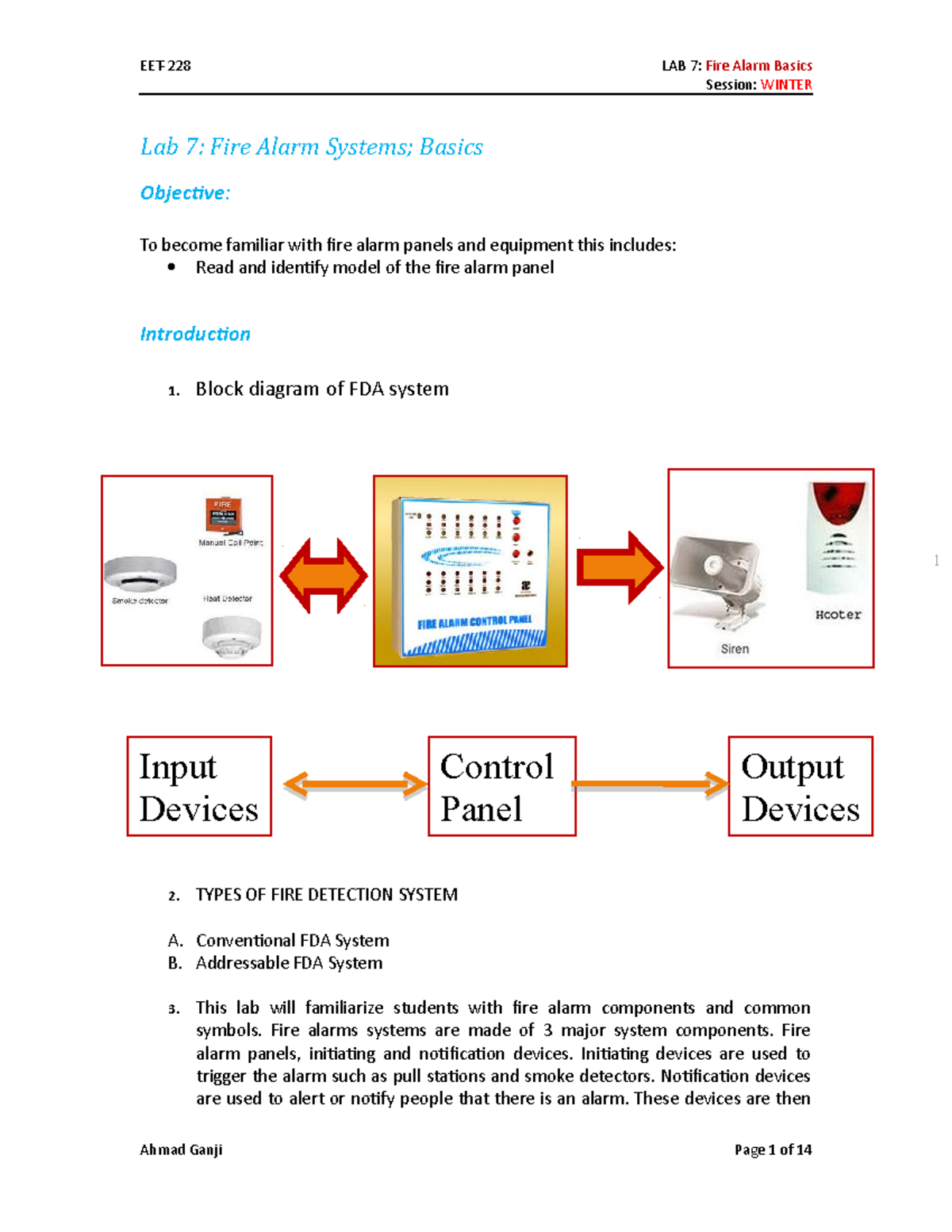 EET-228 Lab 7 Fire Alarm Basics - LAB 7: Fire Alarm Basics Session ...