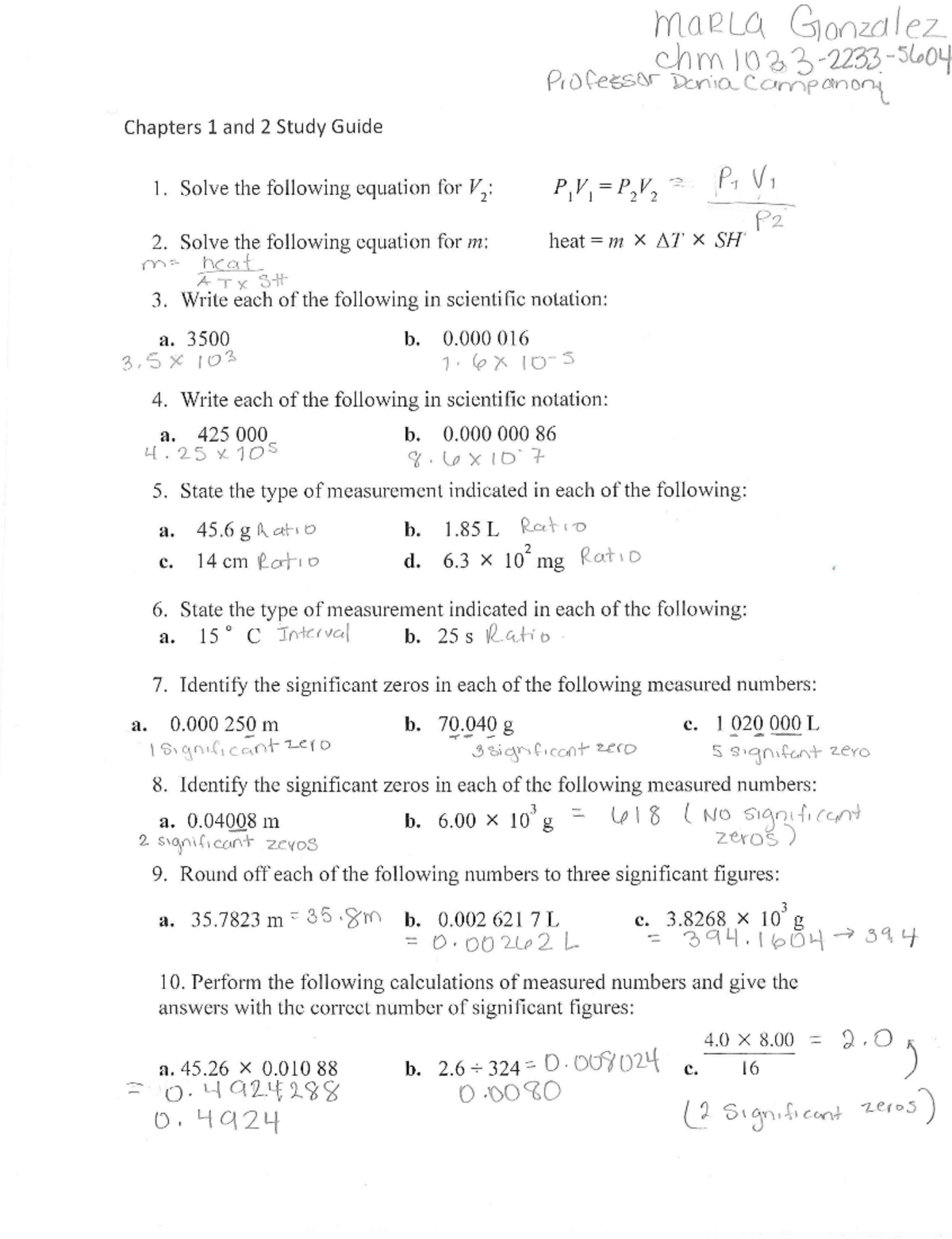 Chapter 1-3 Study Guides - hia LCA on7ri ez_ c-hrY\ 10 1 , 5 'S -2233 ...
