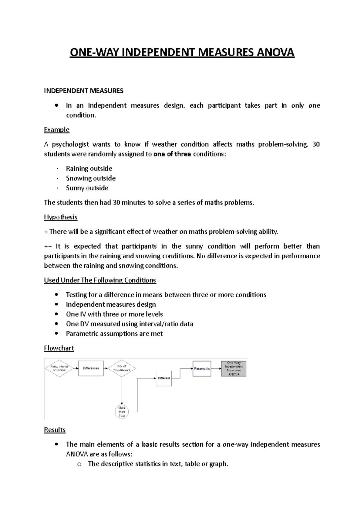One-Way Independent Measures Anova - ONE-WAY INDEPENDENT MEASURES ANOVA ...