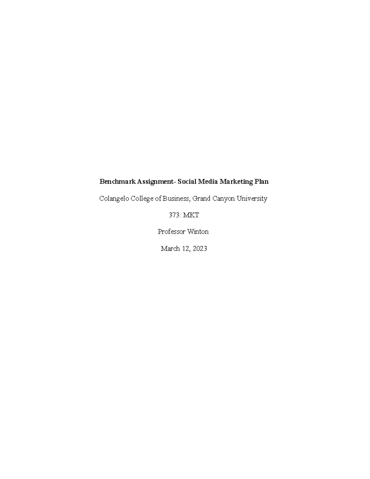 Benchmark Assignment - Social Media Marketing Plan-Mahogany Richardson ...