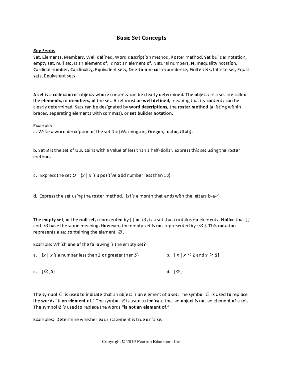 Section 2.1 Blank - Basic Set Concepts Key Terms Set, Elements, Members ...