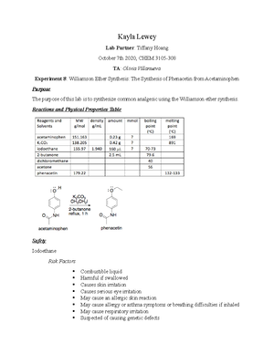 Exp. 1 Lab Report - Simple and Fractional Distillations of a Mixture of ...