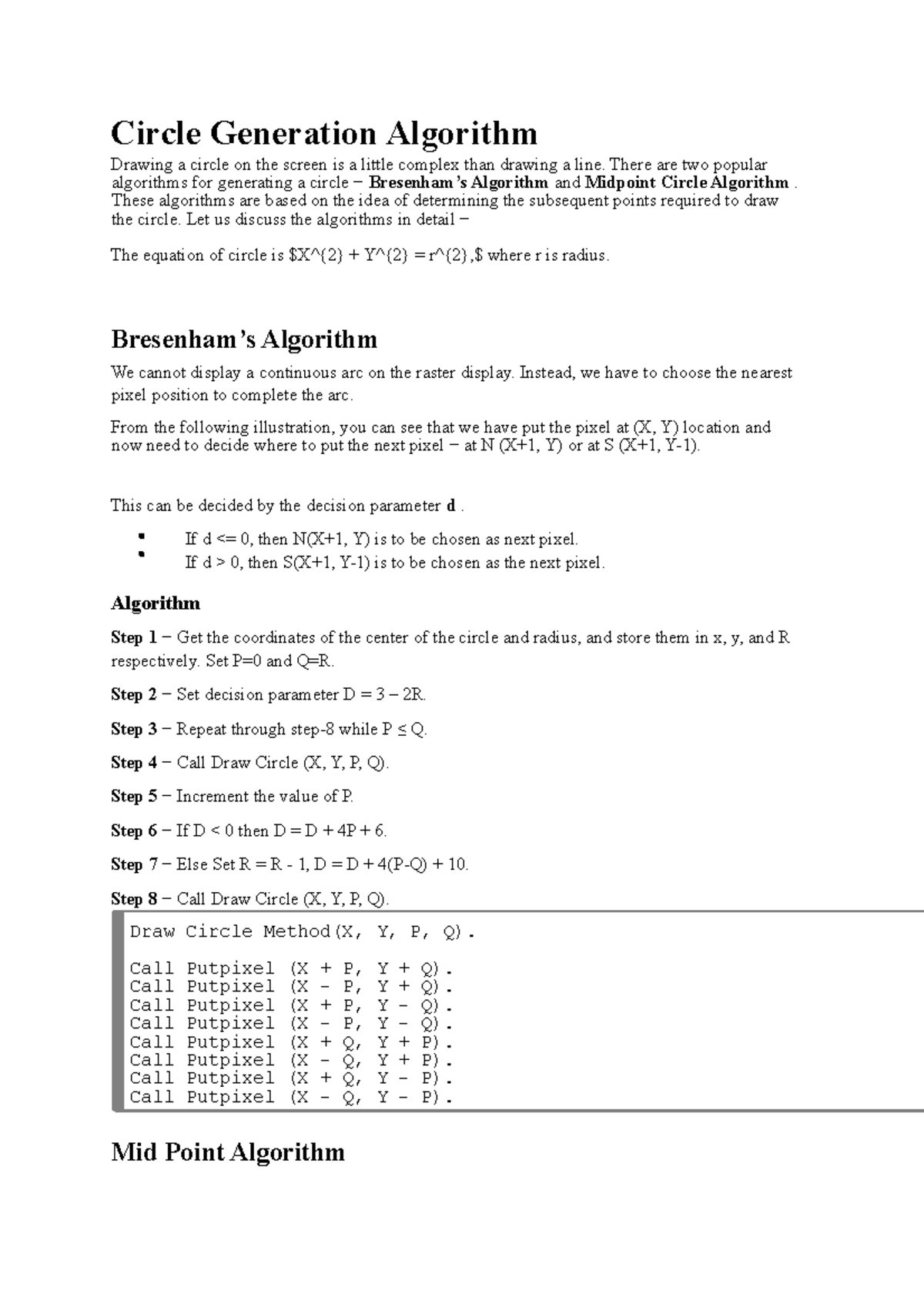 10.Circle Generation Algorith - 1 - Circle Generation Algorithm Drawing ...