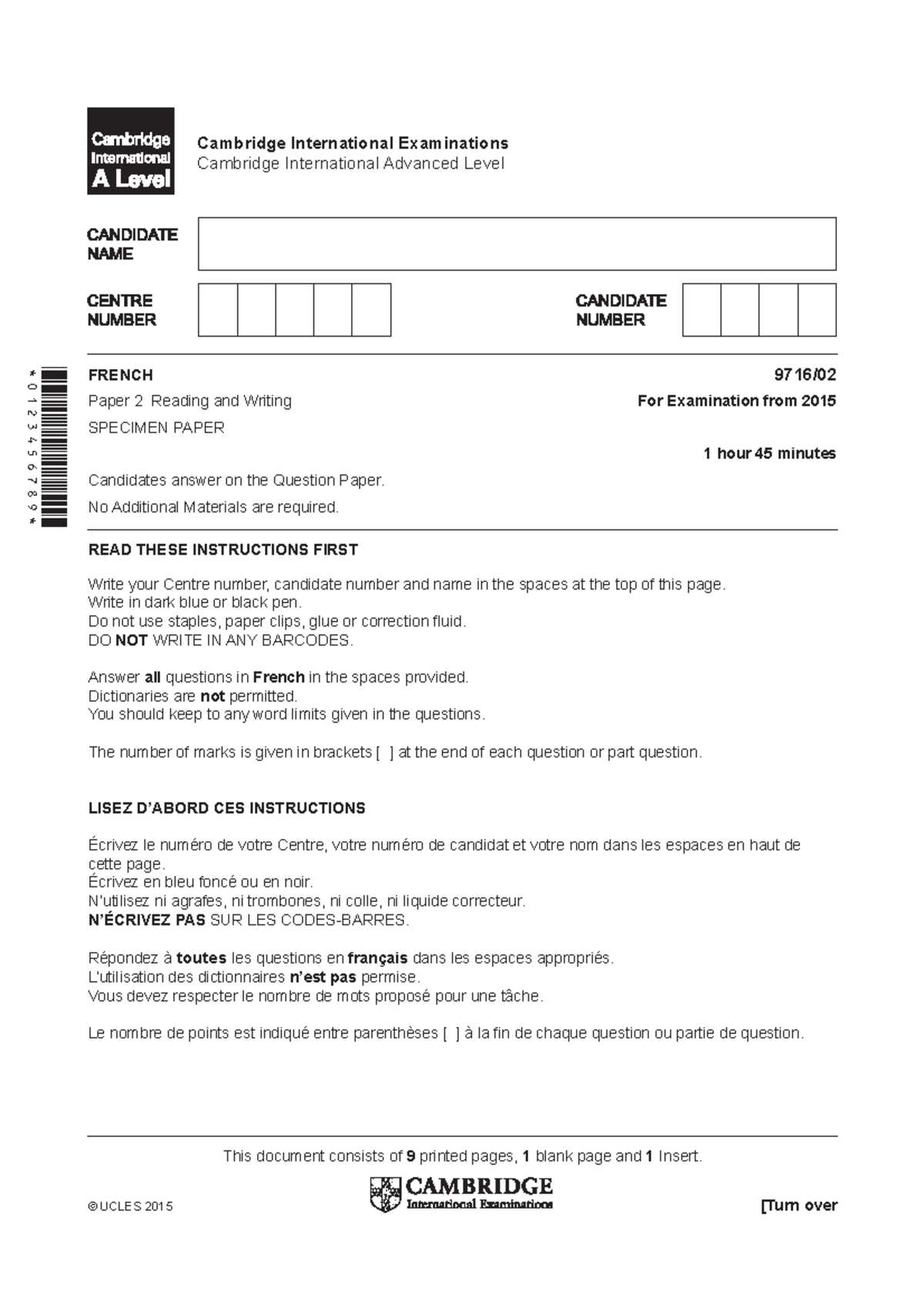 202929-2015-specimen-paper-2 - French literature studies - This ...
