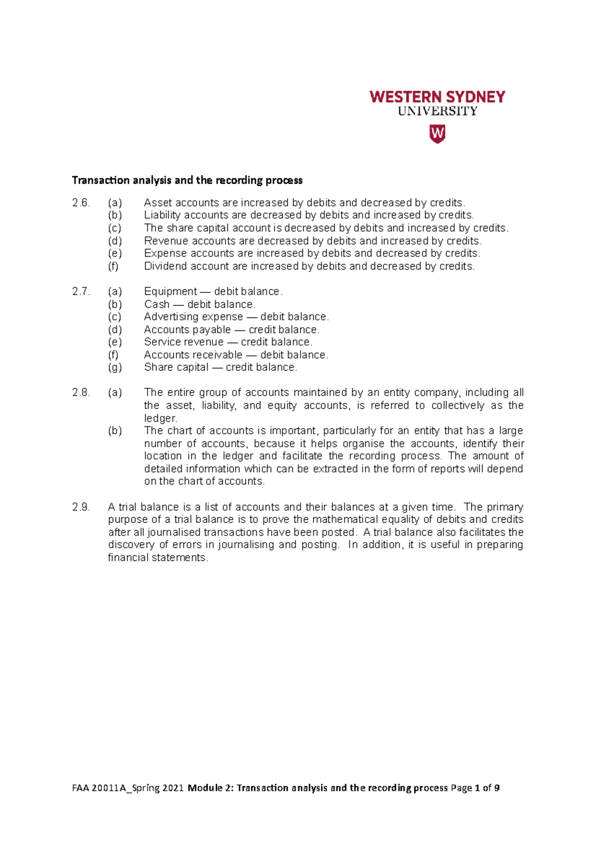 WEEK 2 Tutorial Solution copy - Transaction analysis and the recording ...