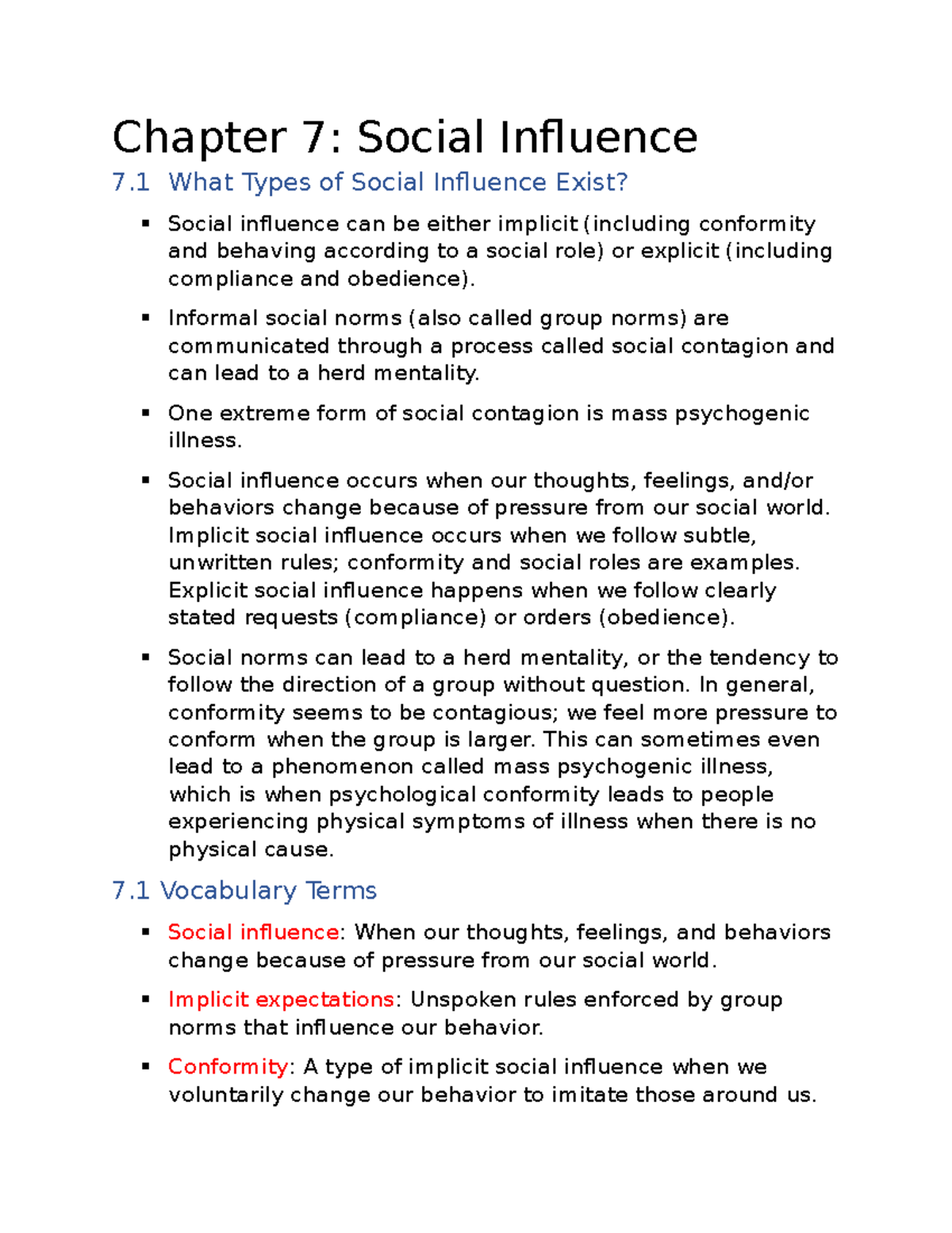 Social Psychology Chapter 7 Notes - Chapter 7: Social Influence 7 What ... Social Psychology Chapter 7 Notes - Chapter 7: Social Influence 7 What ...