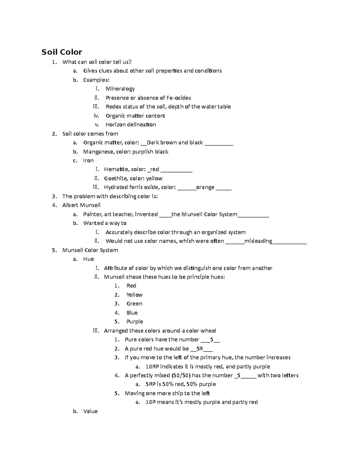 2b. Lecture Notes - 2b - Soil Color What can soil color tell us? a ...