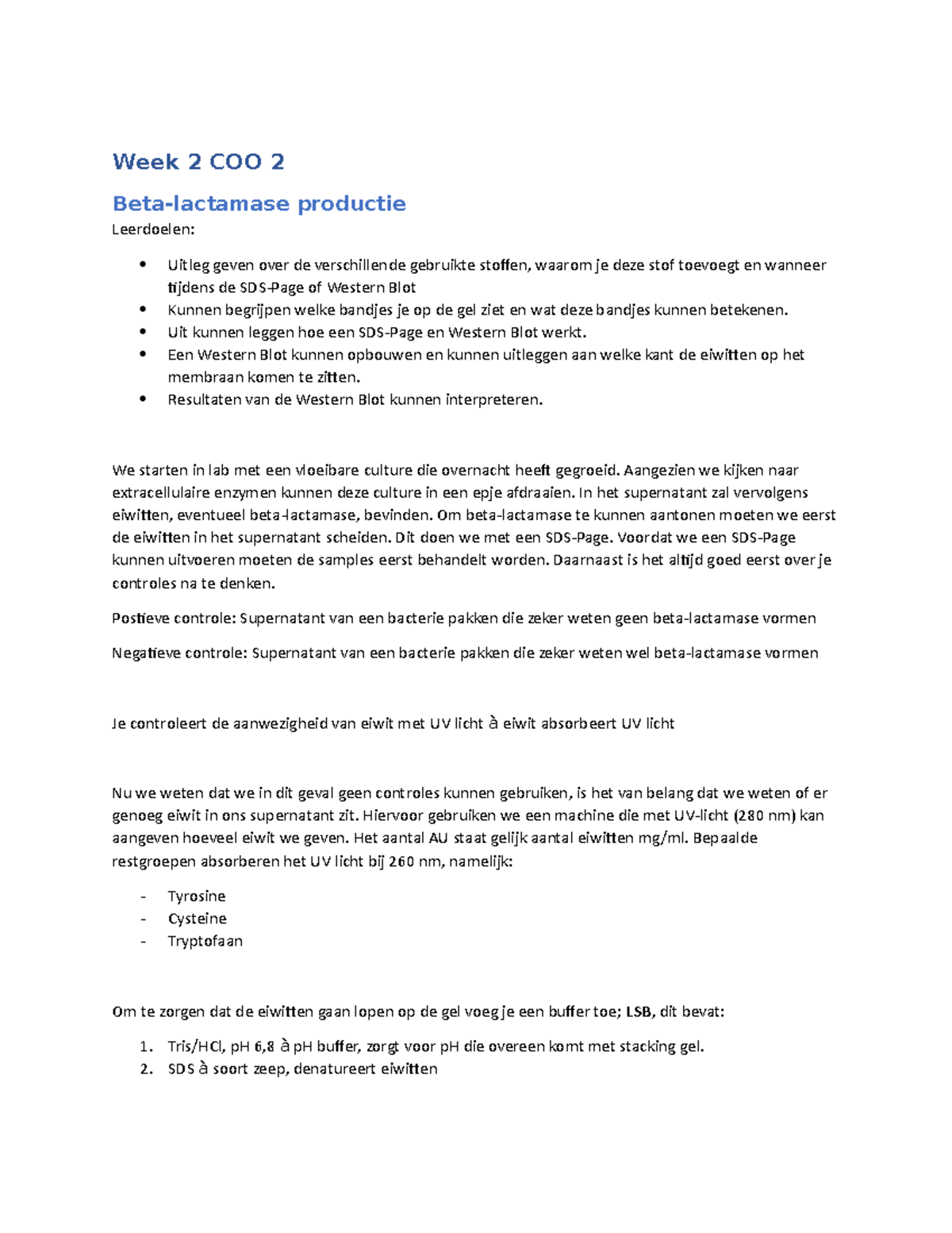 Week 2 COO 2 - Uitwerking COO2 week 2 - Week 2 COO 2 Beta-lactamase ...