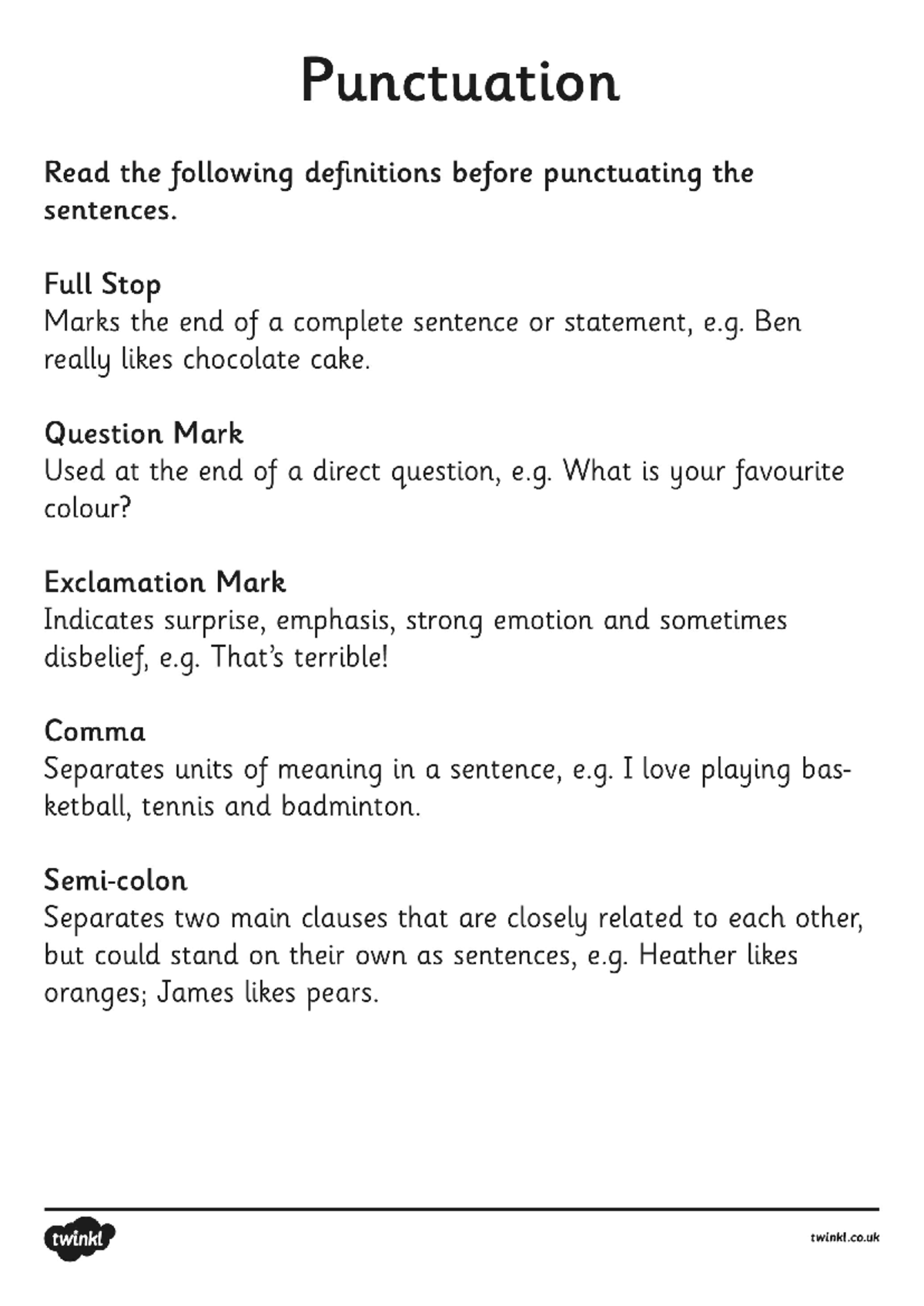 Punctuation worksheets with answers - English A: Language and ...