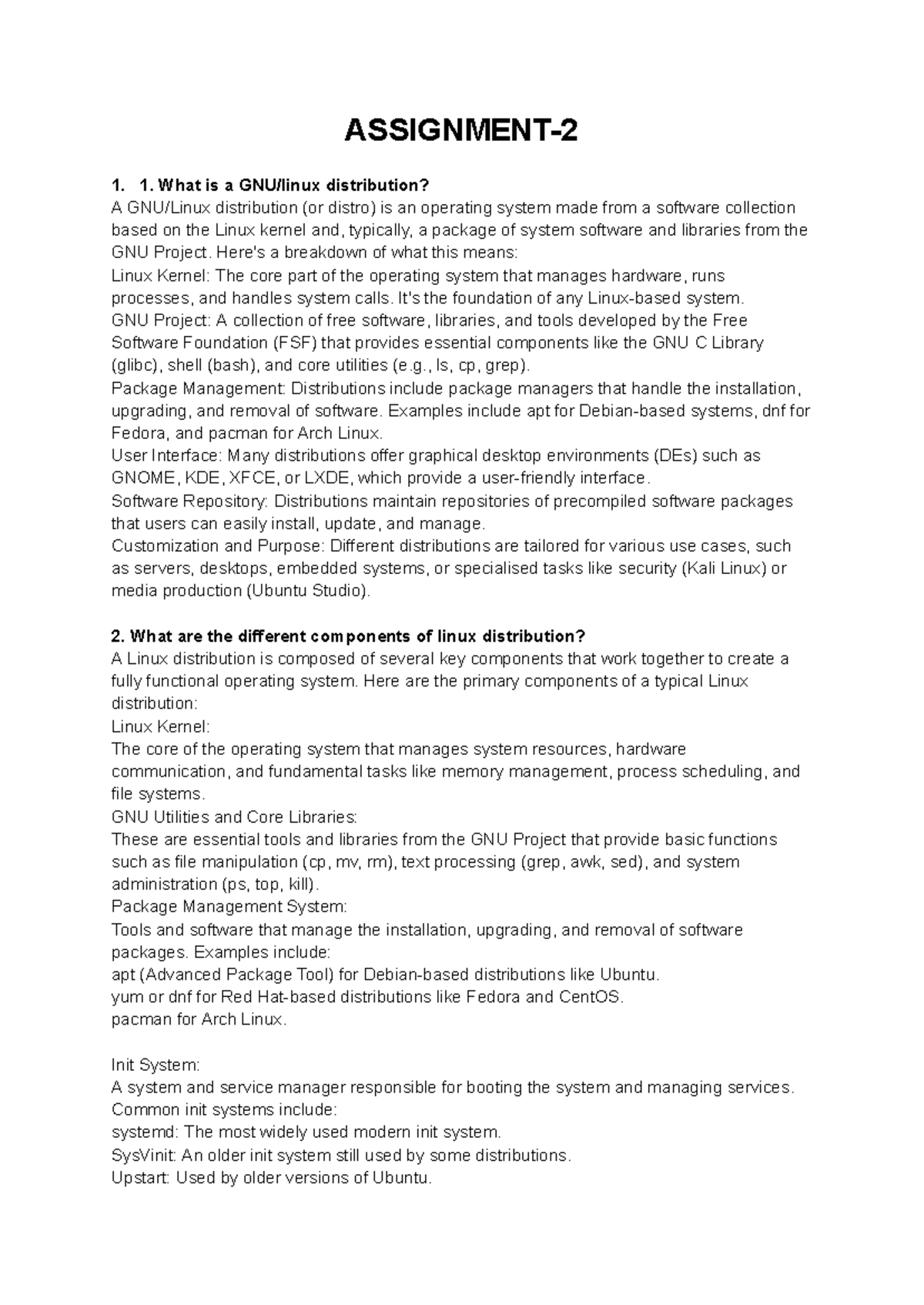 Assignment-2 - Assignment - ASSIGNMENT- What is a GNU/linux ...