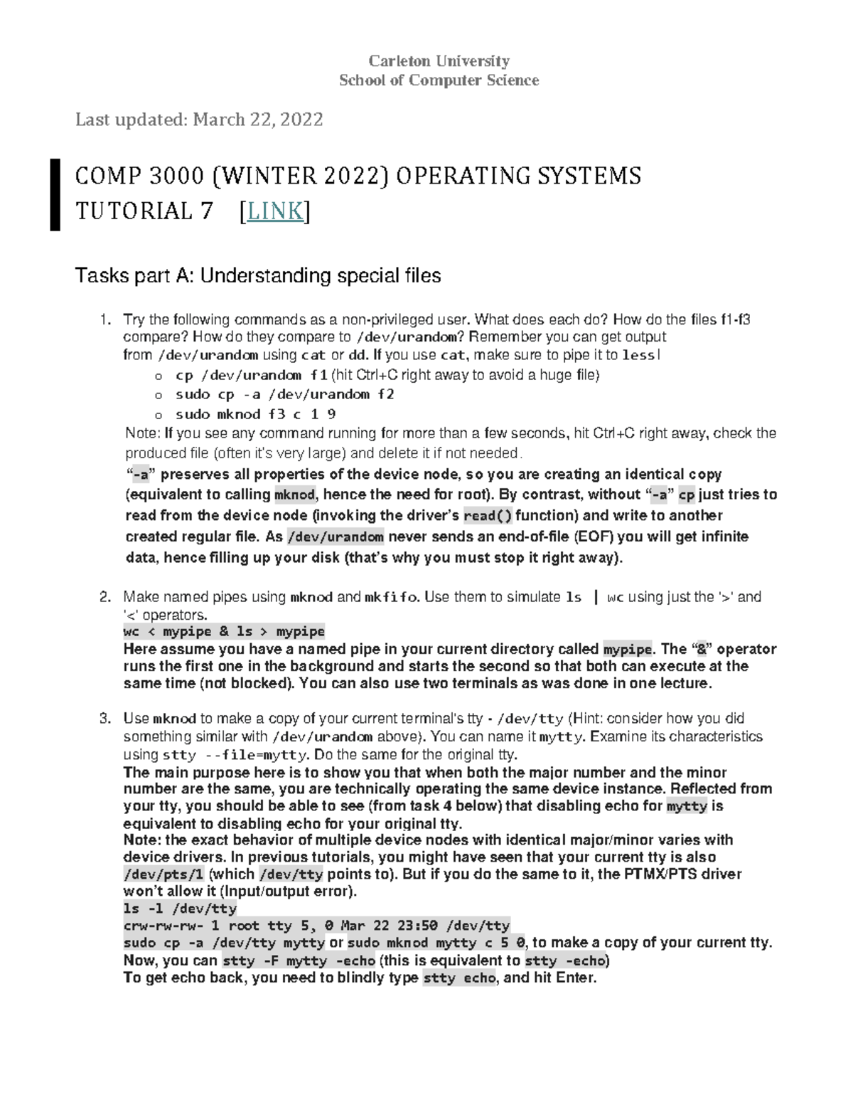 Tutorial 7 answers and explanation - Comp 3000 - Carleton - Studocu