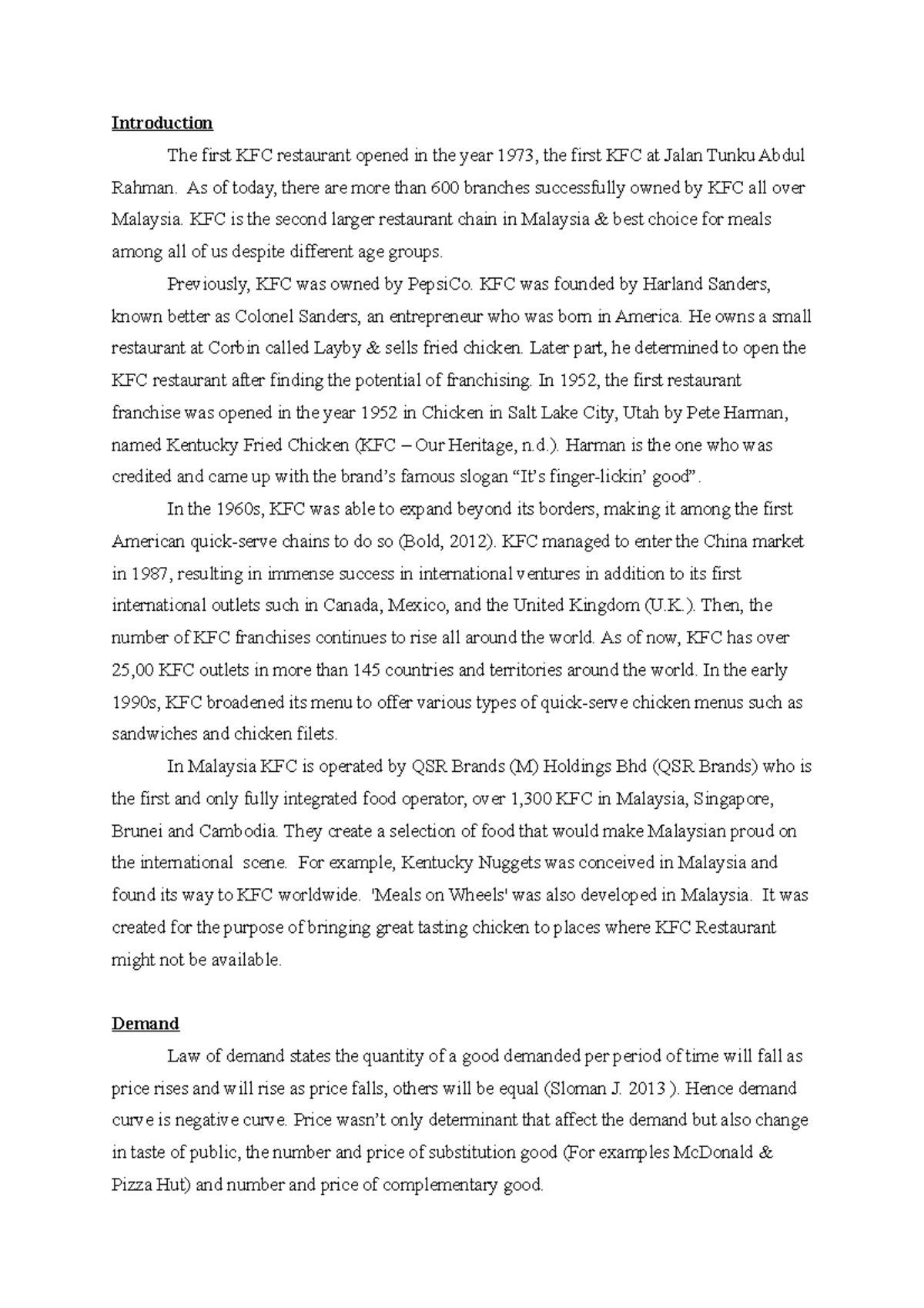 Introduction - Summary OF Finance Chapters - Introduction The first KFC ...