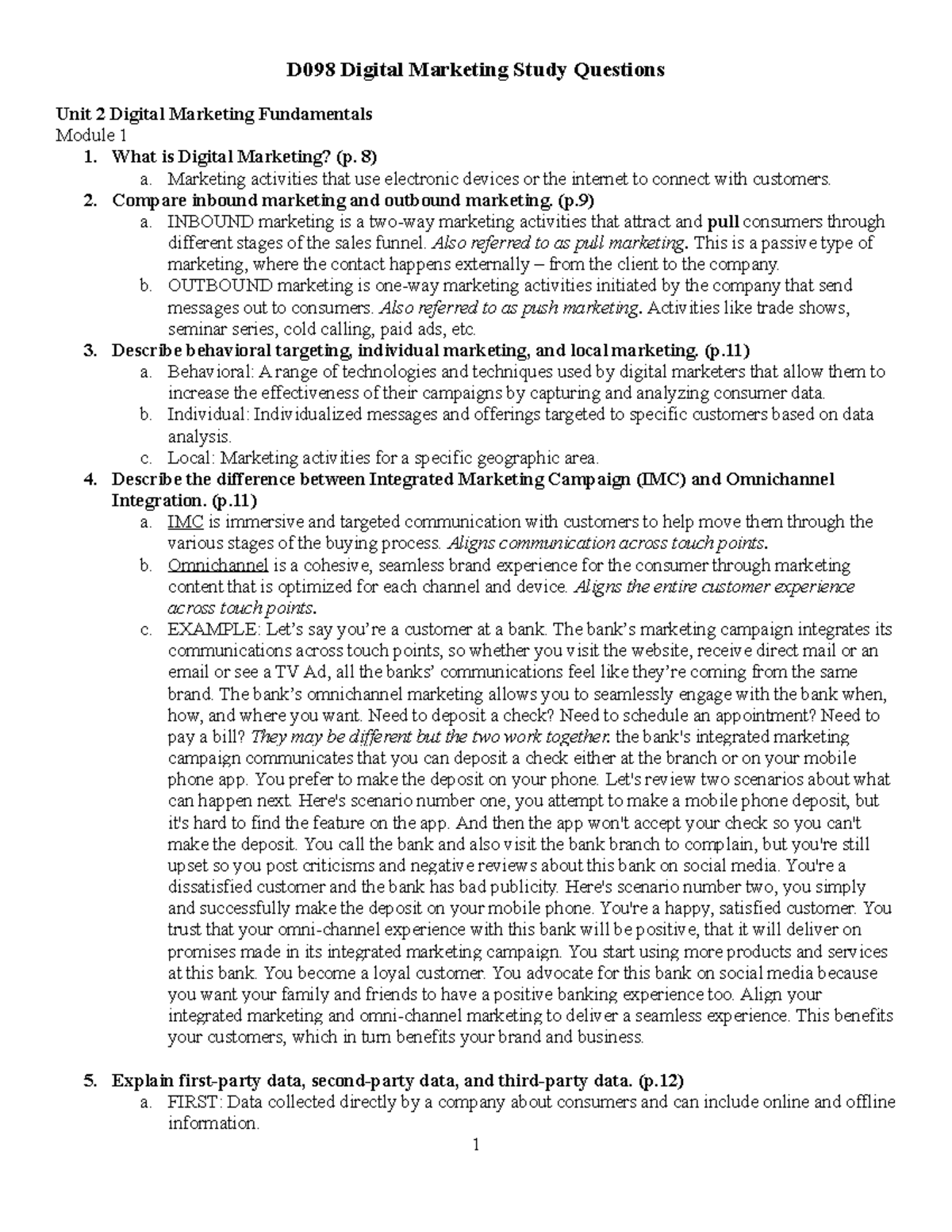 D098 Study Questions (Full Set) - D098 Digital Marketing Study ...