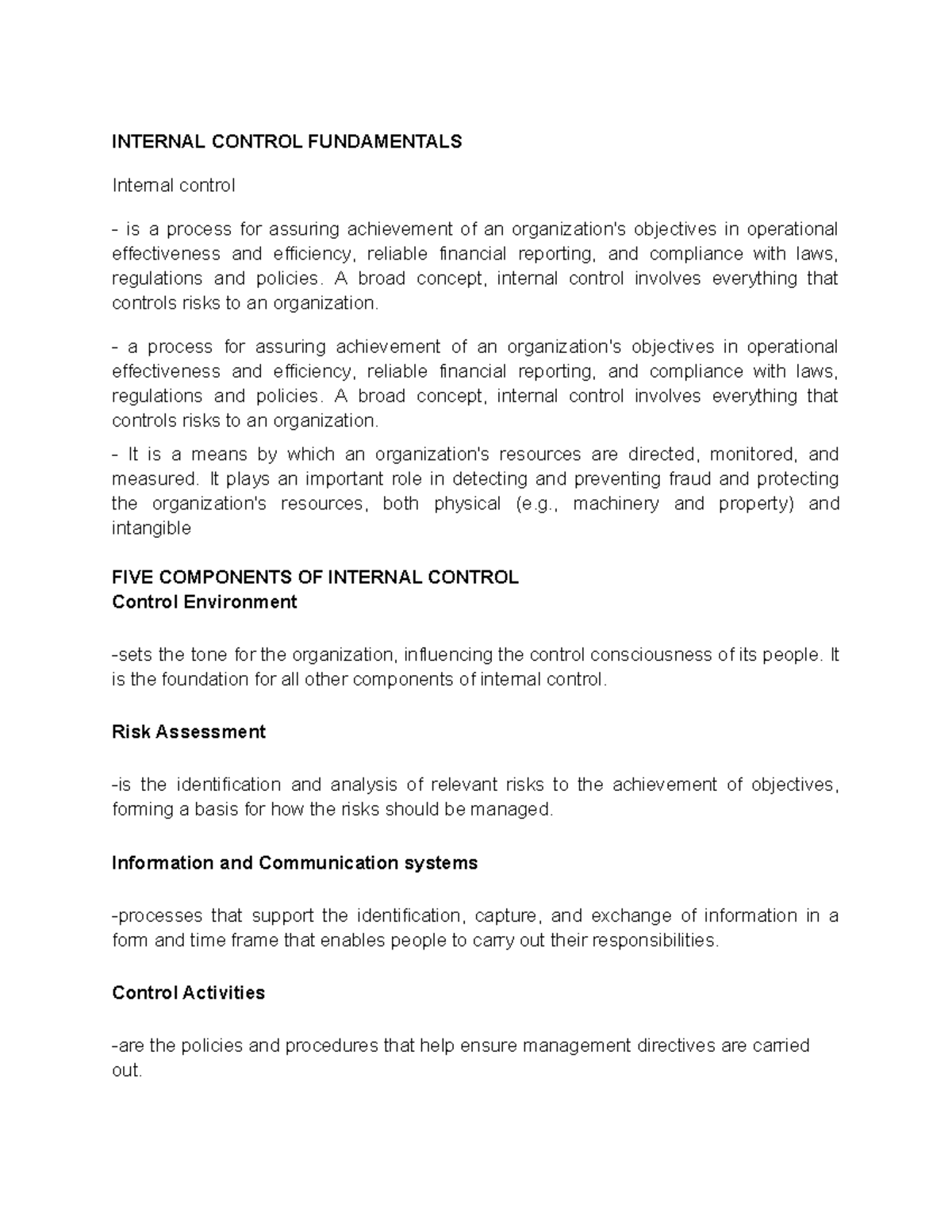 Internal Control Fundamentals-notes - INTERNAL CONTROL FUNDAMENTALS ...