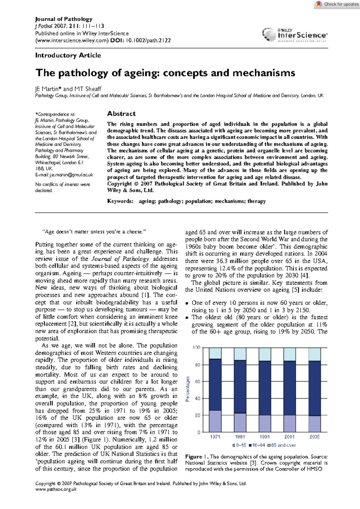 The Journal of Pathology - 2007 - Martin - The pathology of ageing ...