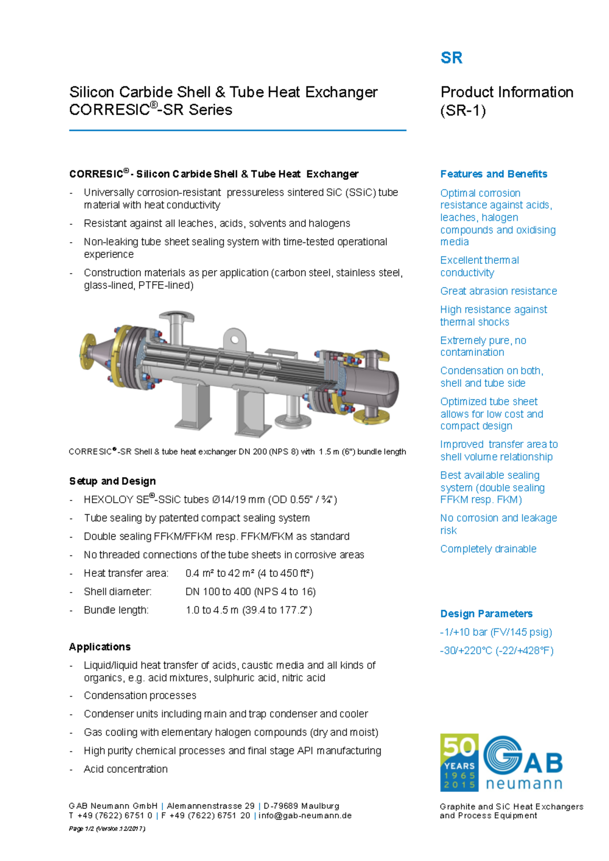PISR1-EN-US Si C Shell & Tube Heat Exchanger - SR Series - Page 1/2 ...