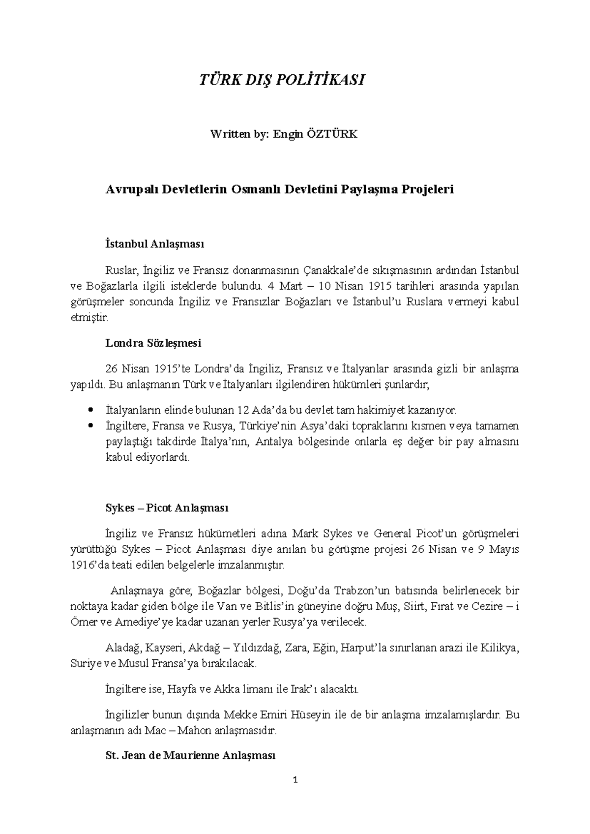 TURK DIS Politikasi Ders Notlari - TÜRK DIŞ POLİTİKASI Written by ...