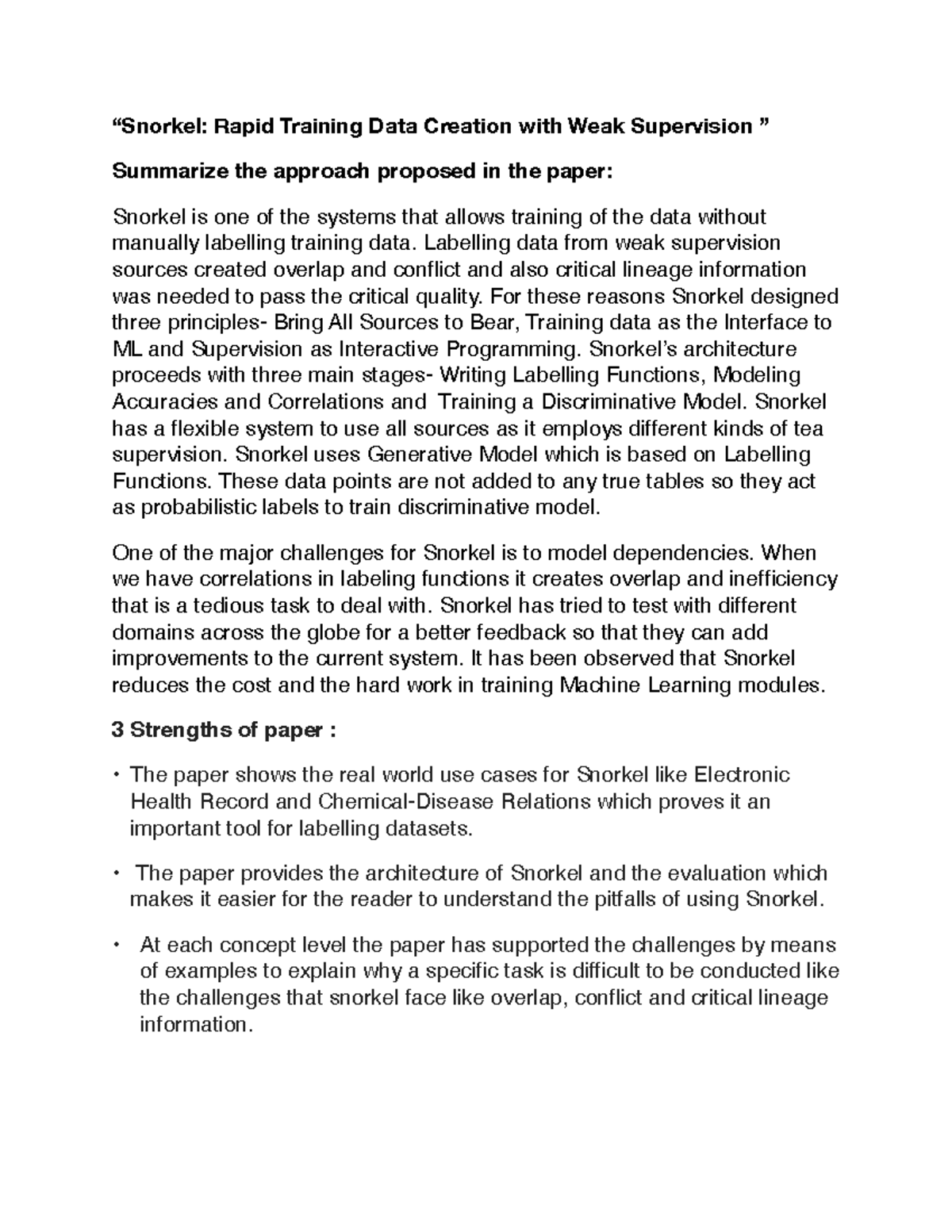 Snorkel- Rapid Training Data Creation with Weak Supervision - Labelling data from weak ...