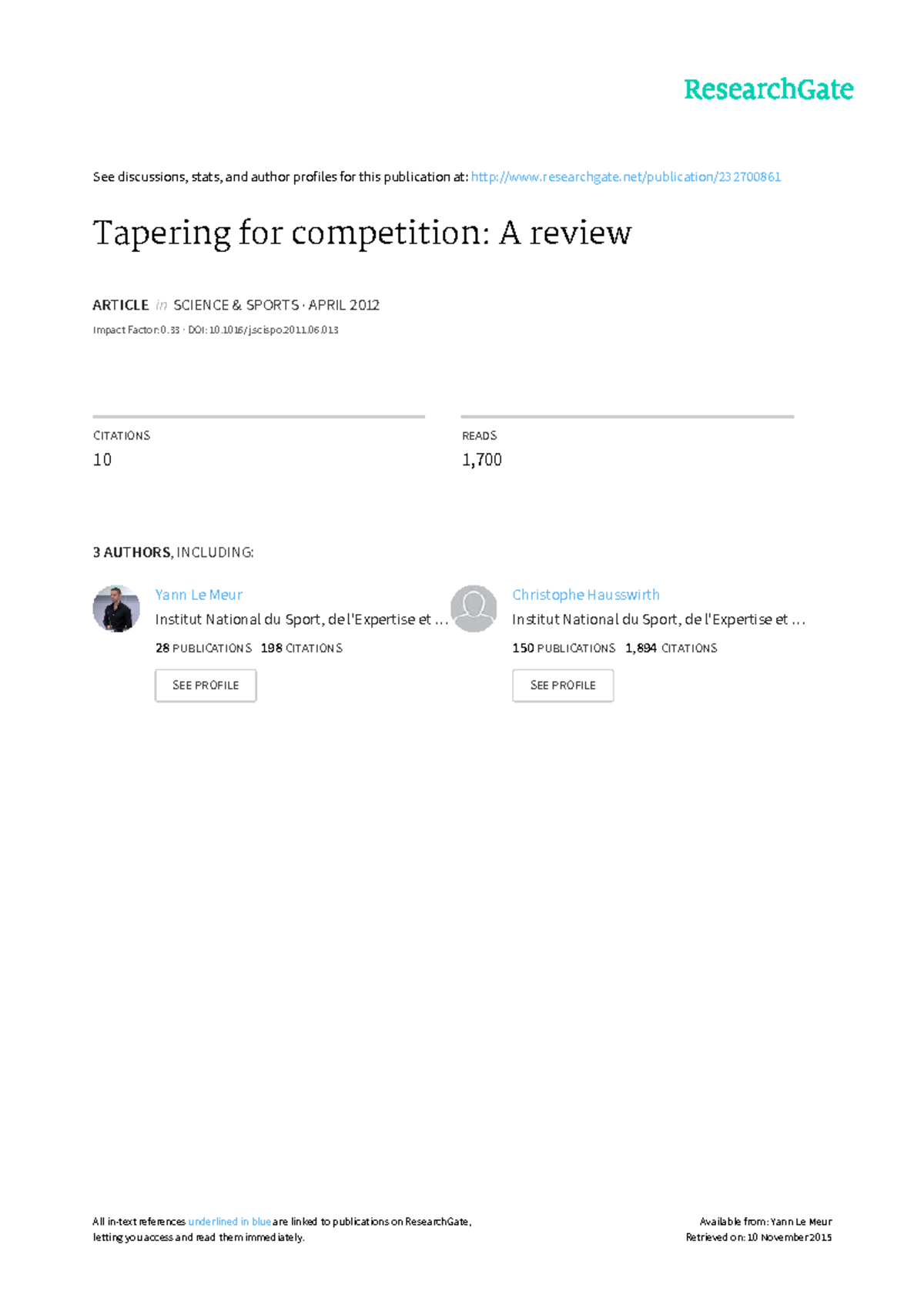 Tapering for Competition- A review - See discussions, stats, and author ...