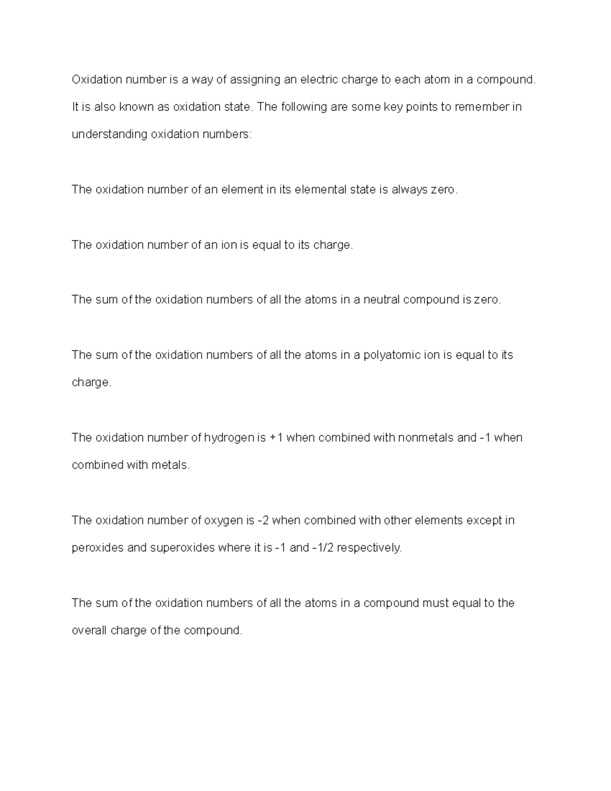 Lecture notes chemistry oxidation number - Oxidation number is a way of ...