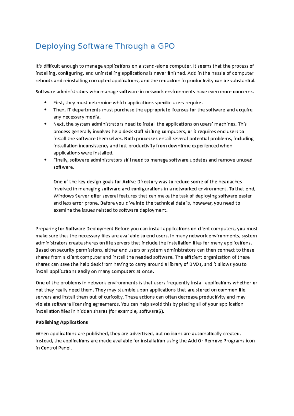 Lab 62 Deploying Software Through A Gpo Deploying Software Through A Gpo Its Difficult