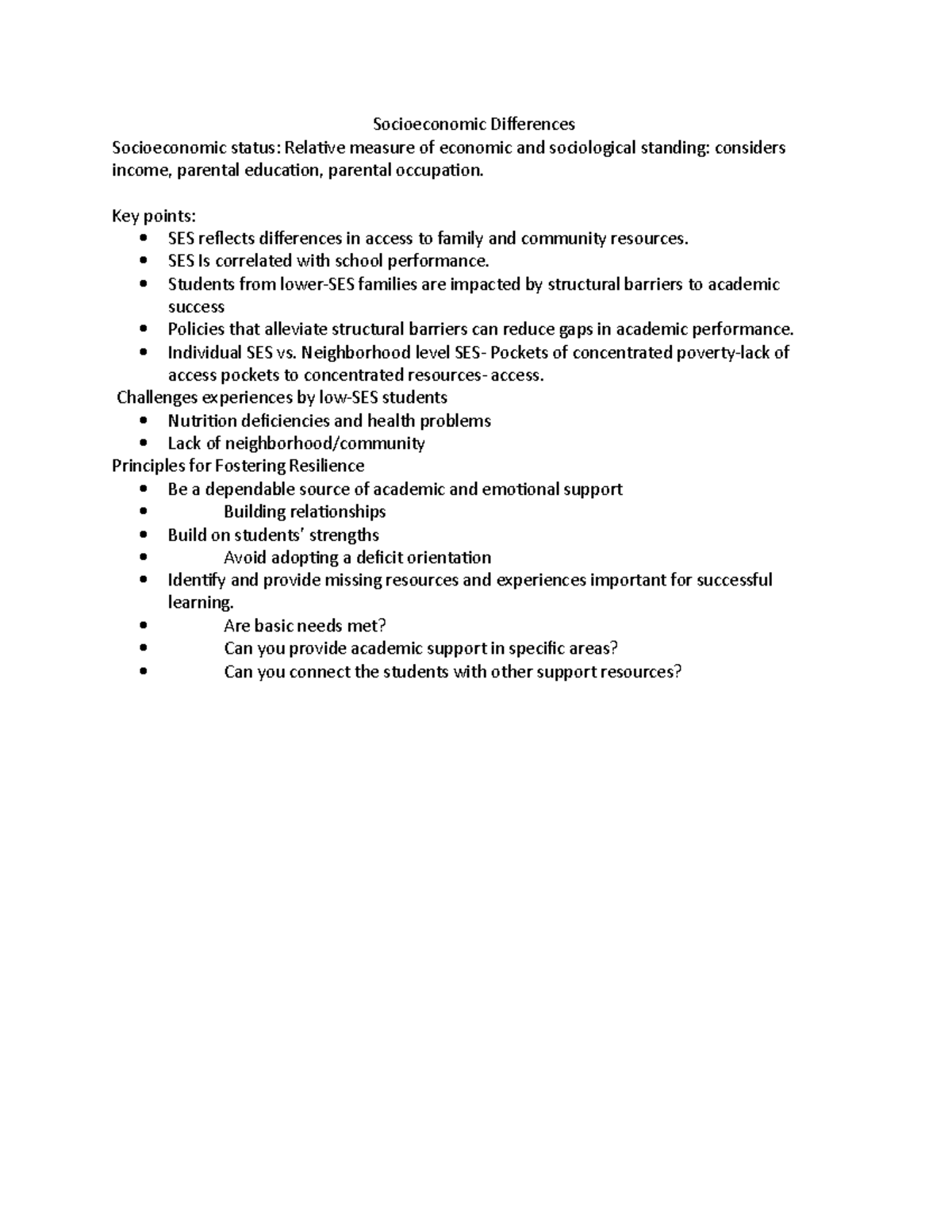 Socioeconomic Differences - Socioeconomic Differences Socioeconomic ...